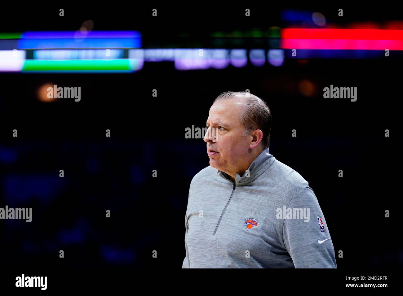 New York Knicks' Tom Thibodeau coaches during an NBA basketball game ...
