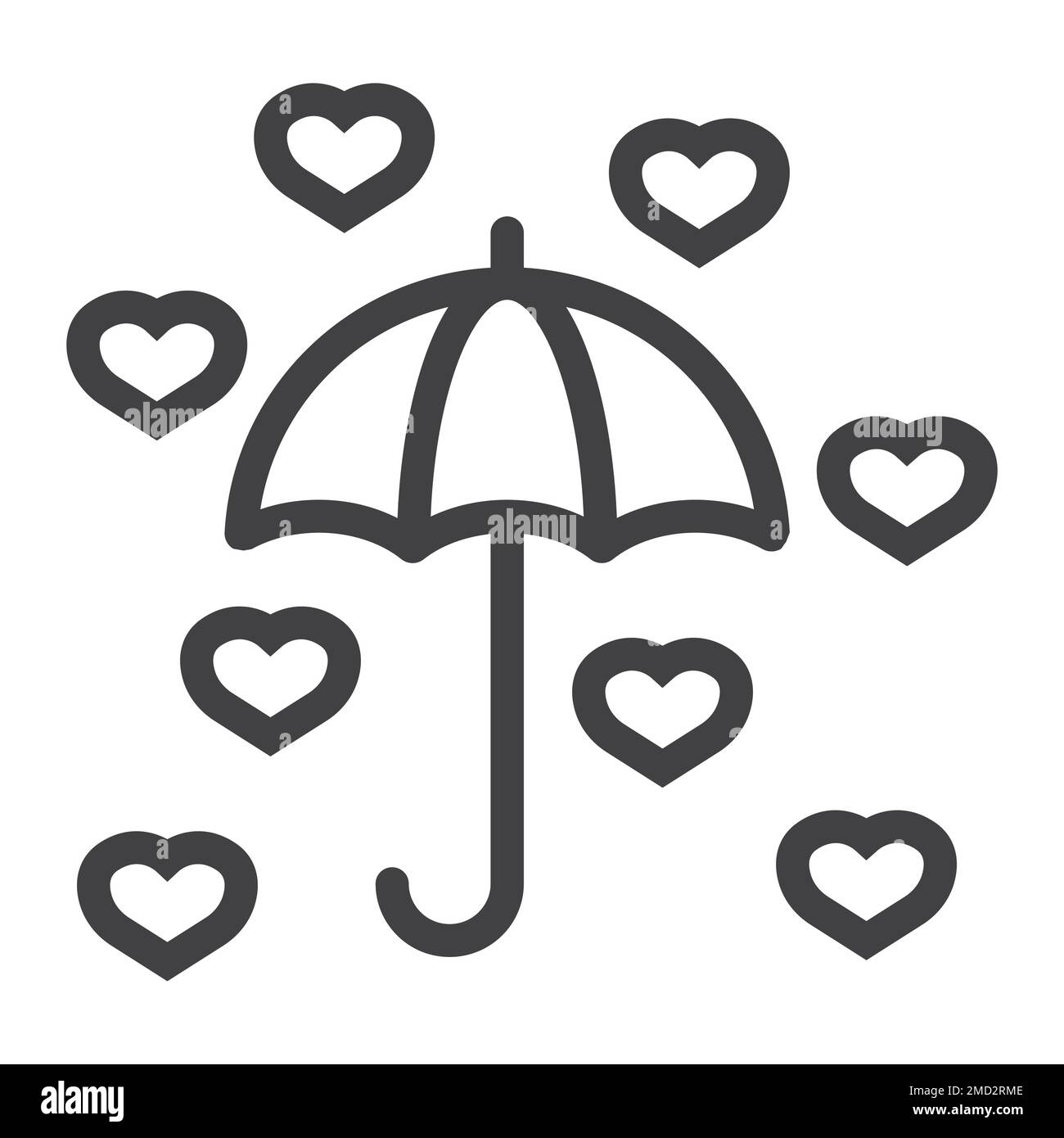 Love Umbrella line icon, valentines day and romantic, hearts sign ...