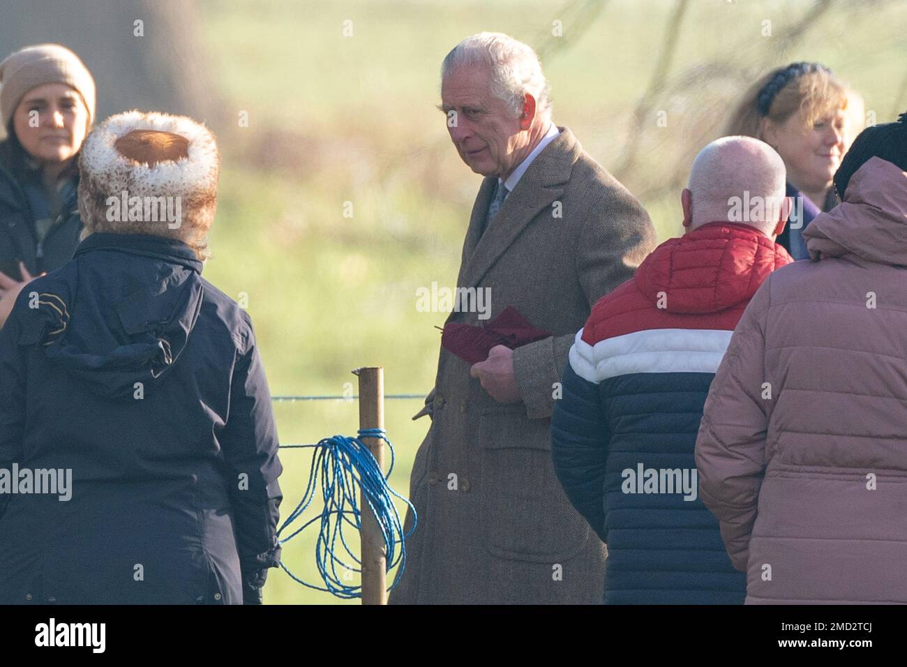 King Charles III after attending a church service at St Mary Magdalene ...