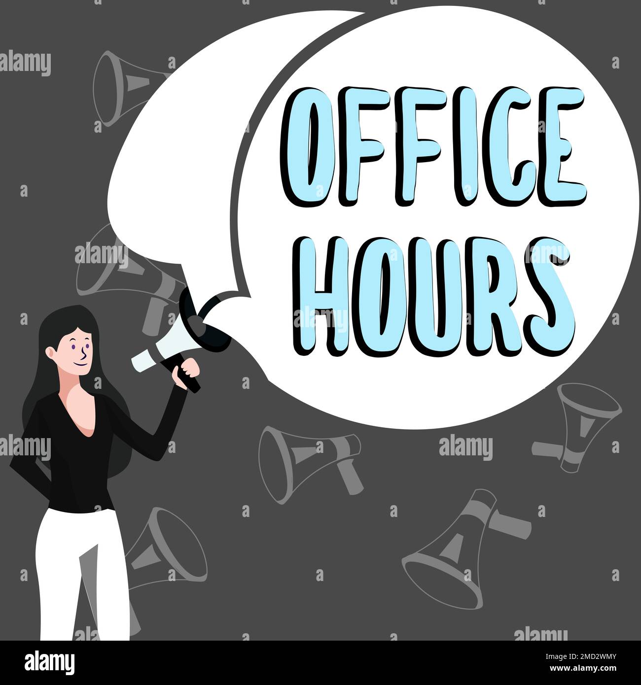 Conceptual caption Office Hours. Concept meaning The hours which ...