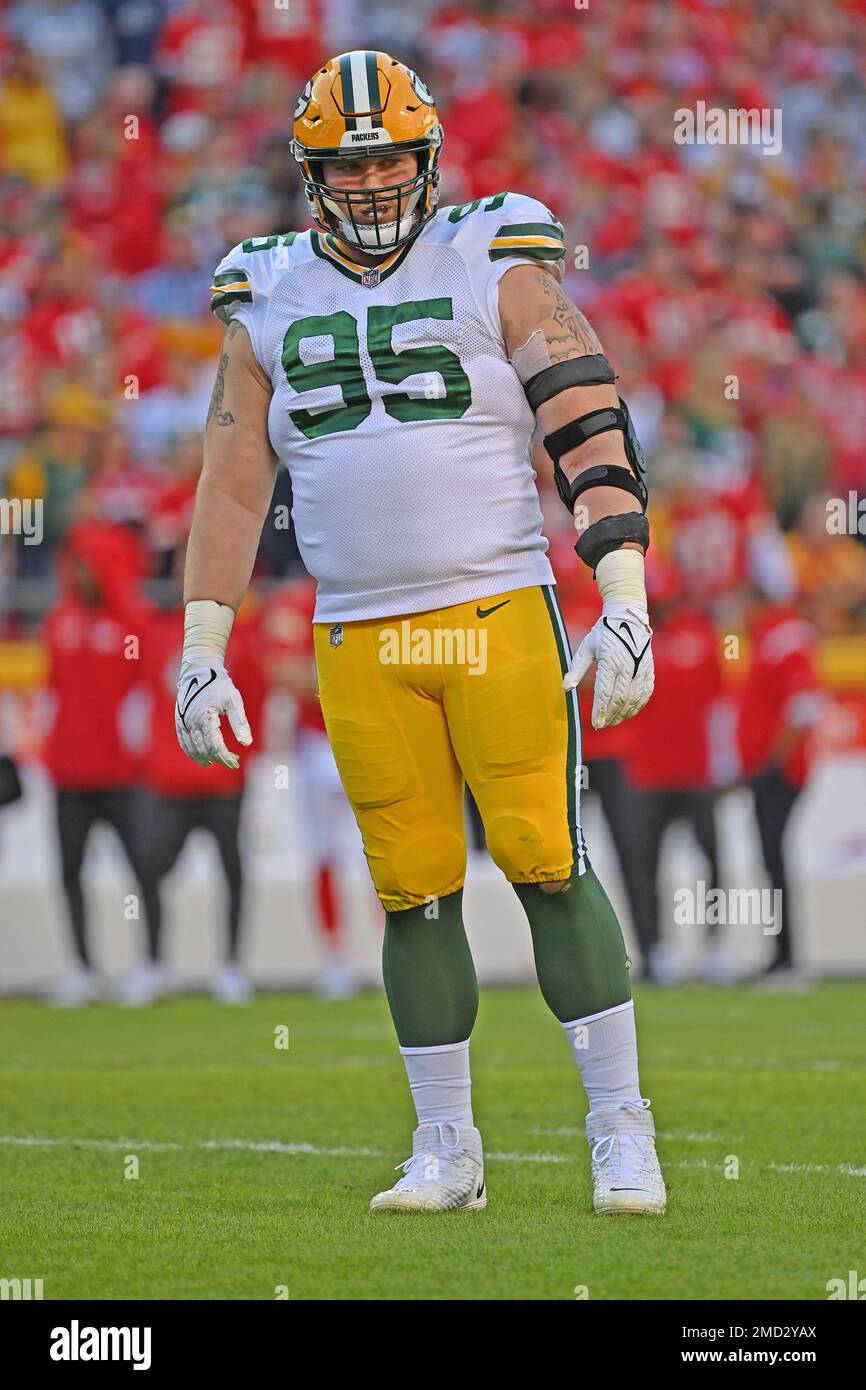 Green Bay Packers defensive tackle Tyler Lancaster (95) looks to the ...