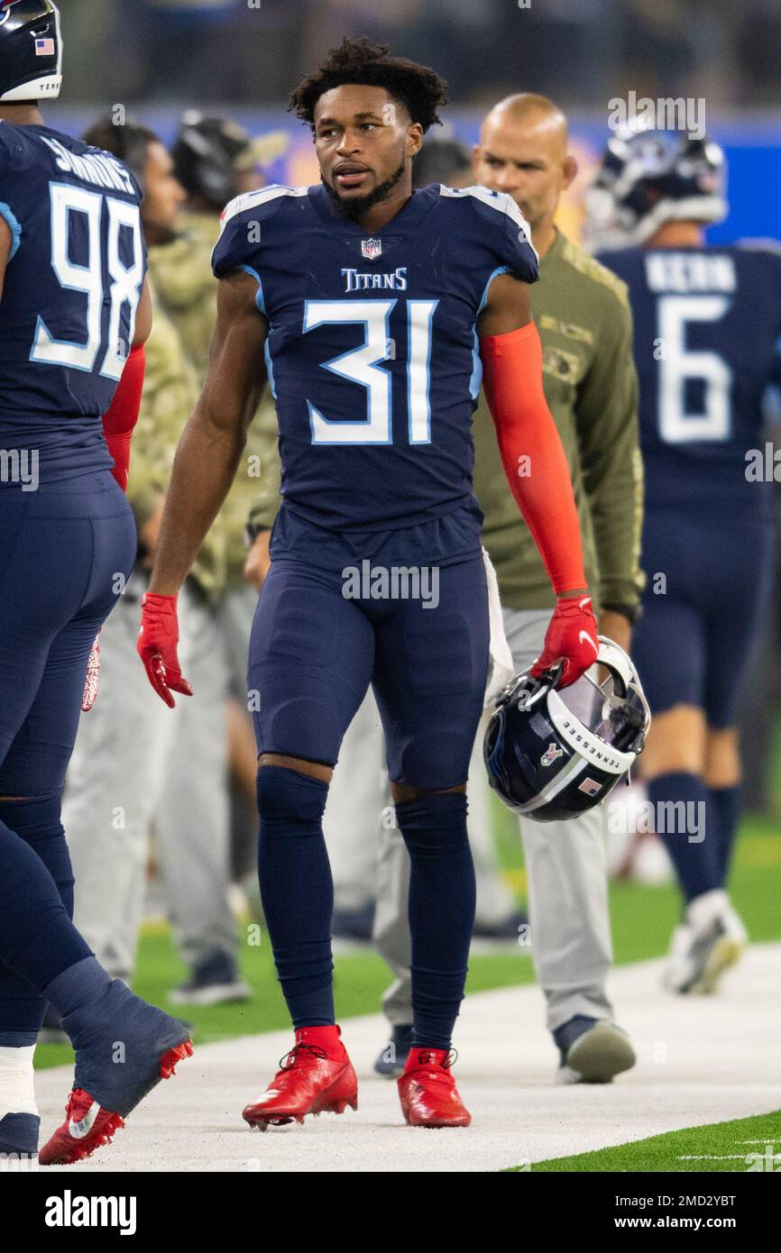 Tennessee Titans free safety Kevin Byard (31) on the sideline with his ...