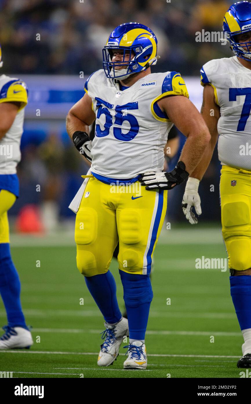 Los Angeles Rams center Brian Allen (55) lines up against th eTennessee ...