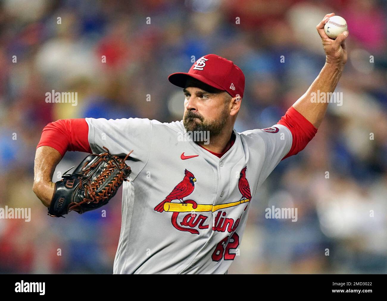 FILE - St. Louis Cardinals relief pitcher T.J. McFarland throws during the seventh inning of a ...