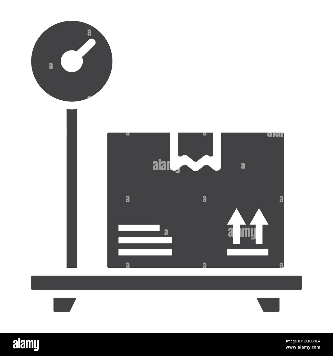 Box on storage scale glyph icon, logistic and delivery, platform scale ...