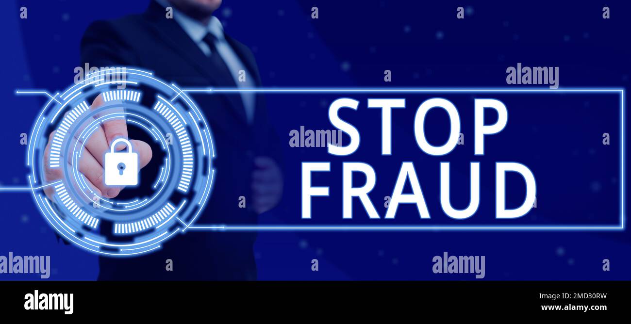 Inspiration showing sign Stop Fraud. Business idea campaign advices ...