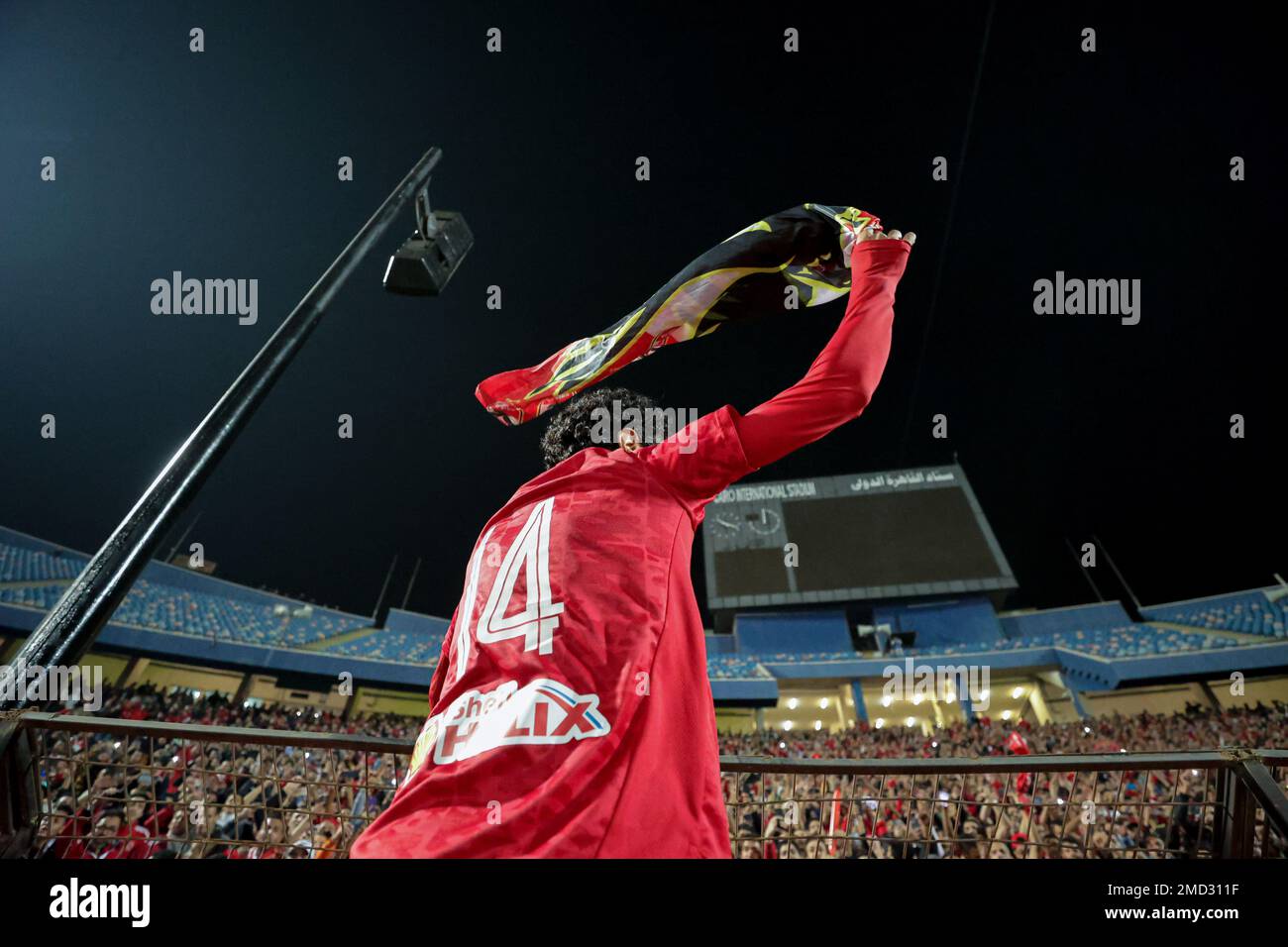 CAIRO, EGYPT - 21 JANUARY. Hussein El Shahat of Al Ahly celebrates ...