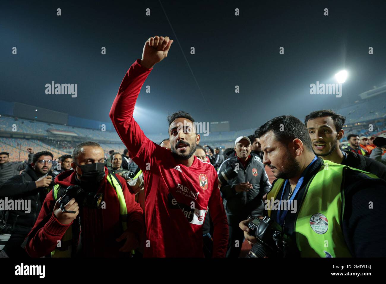 CAIRO, EGYPT - 21 JANUARY. Mahmoud Kahraba of Al Ahly SC celebrates ...