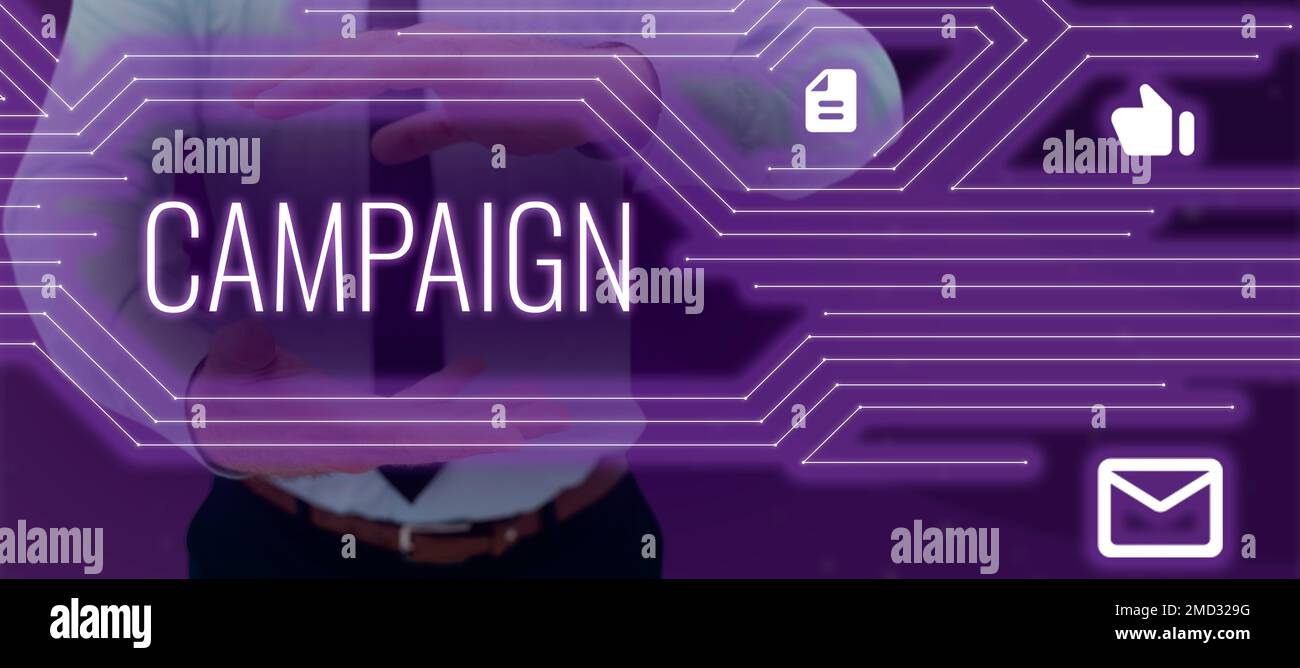 Text caption presenting Campaign. Word Written on organized course of ...
