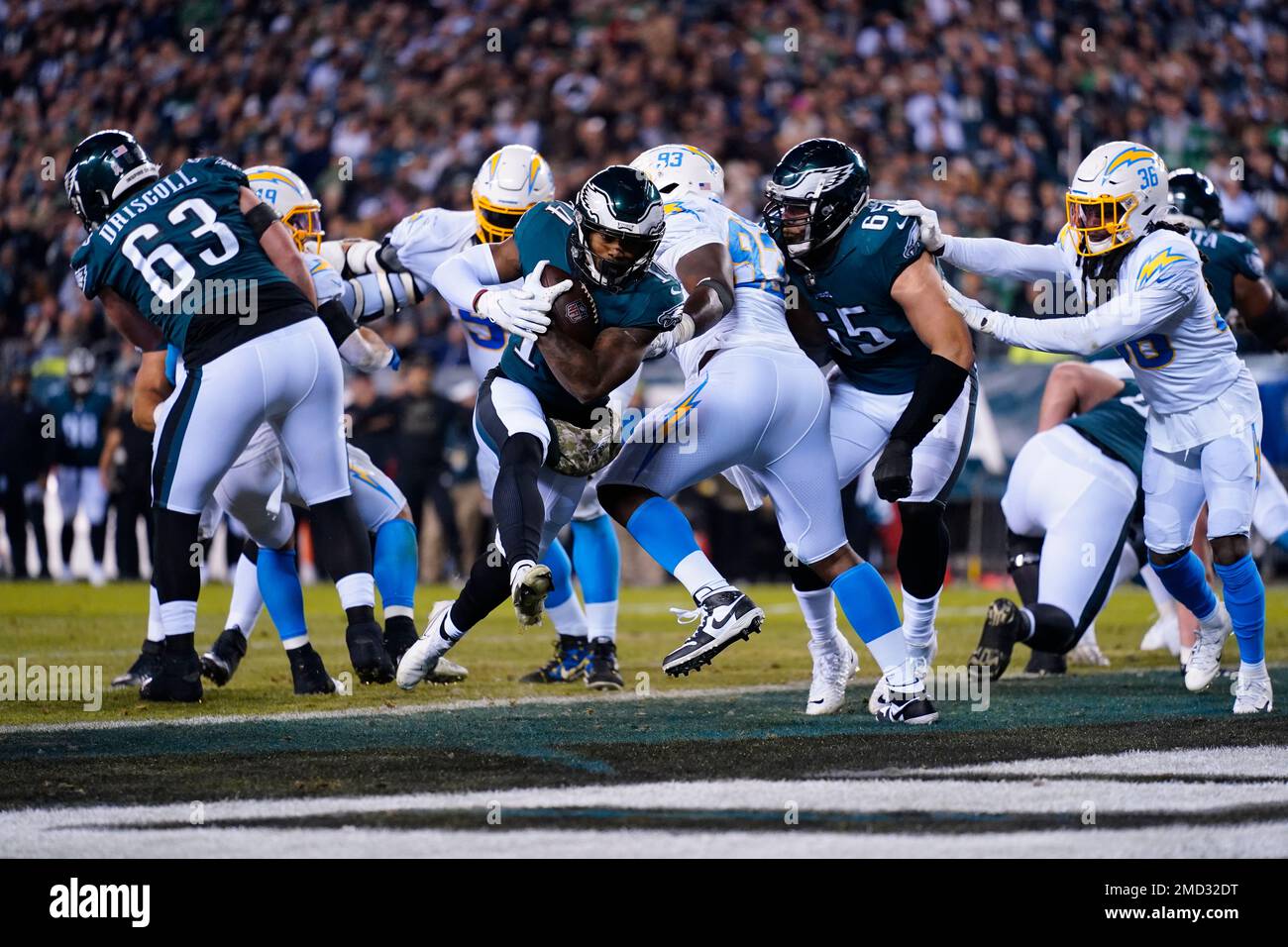 Philadelphia Eagles running back Kenneth Gainwell in action during an NFL football game against ...