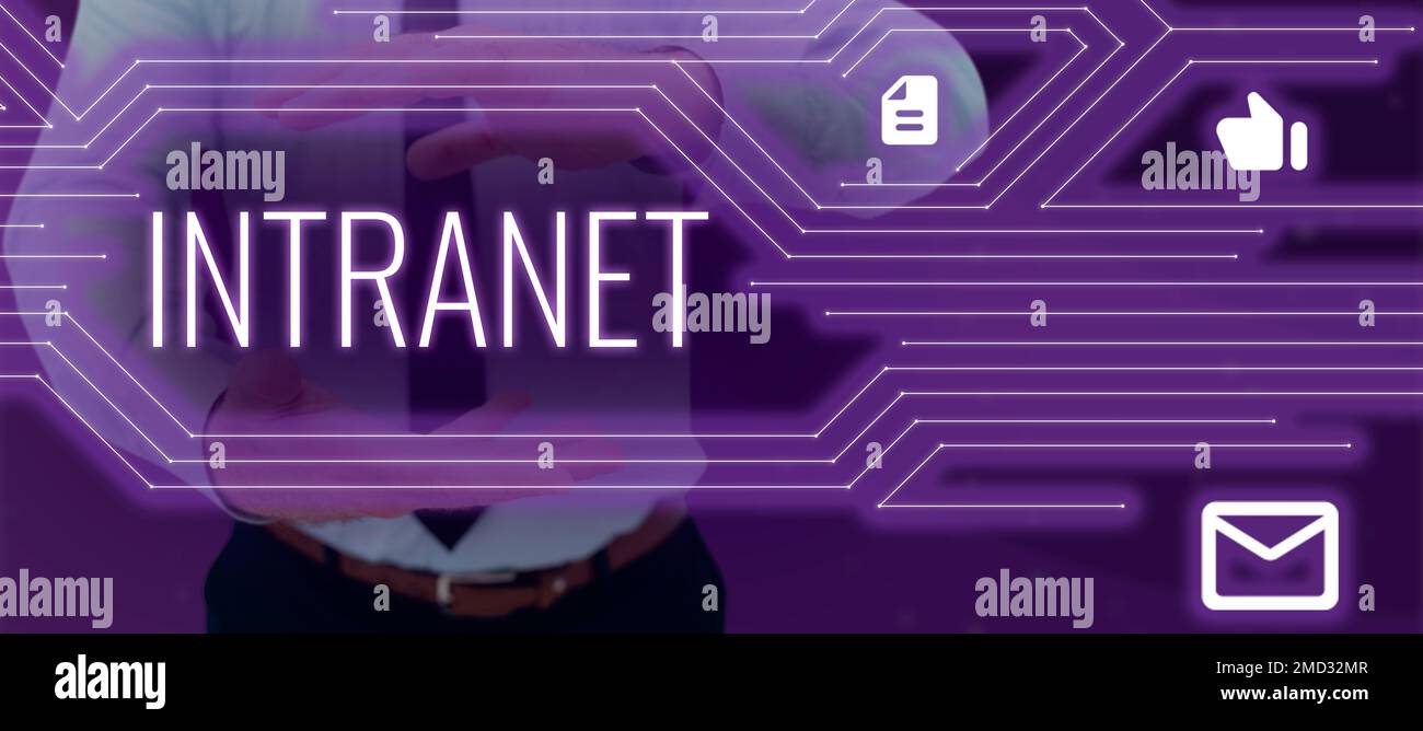 Text caption presenting Intranet. Word Written on local or restricted ...