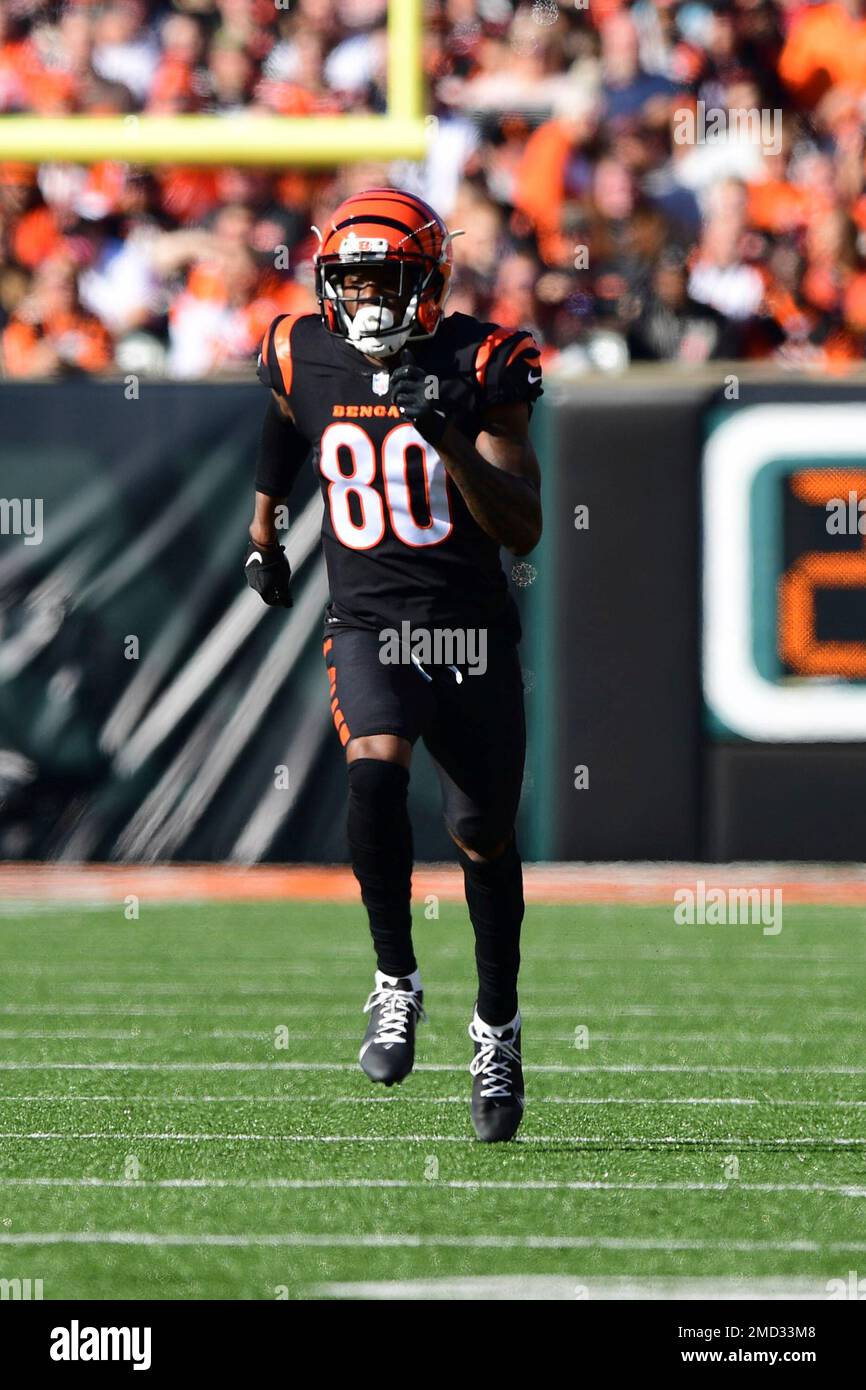 Cincinnati Bengals wide receiver Mike Thomas (80) runs for the play ...