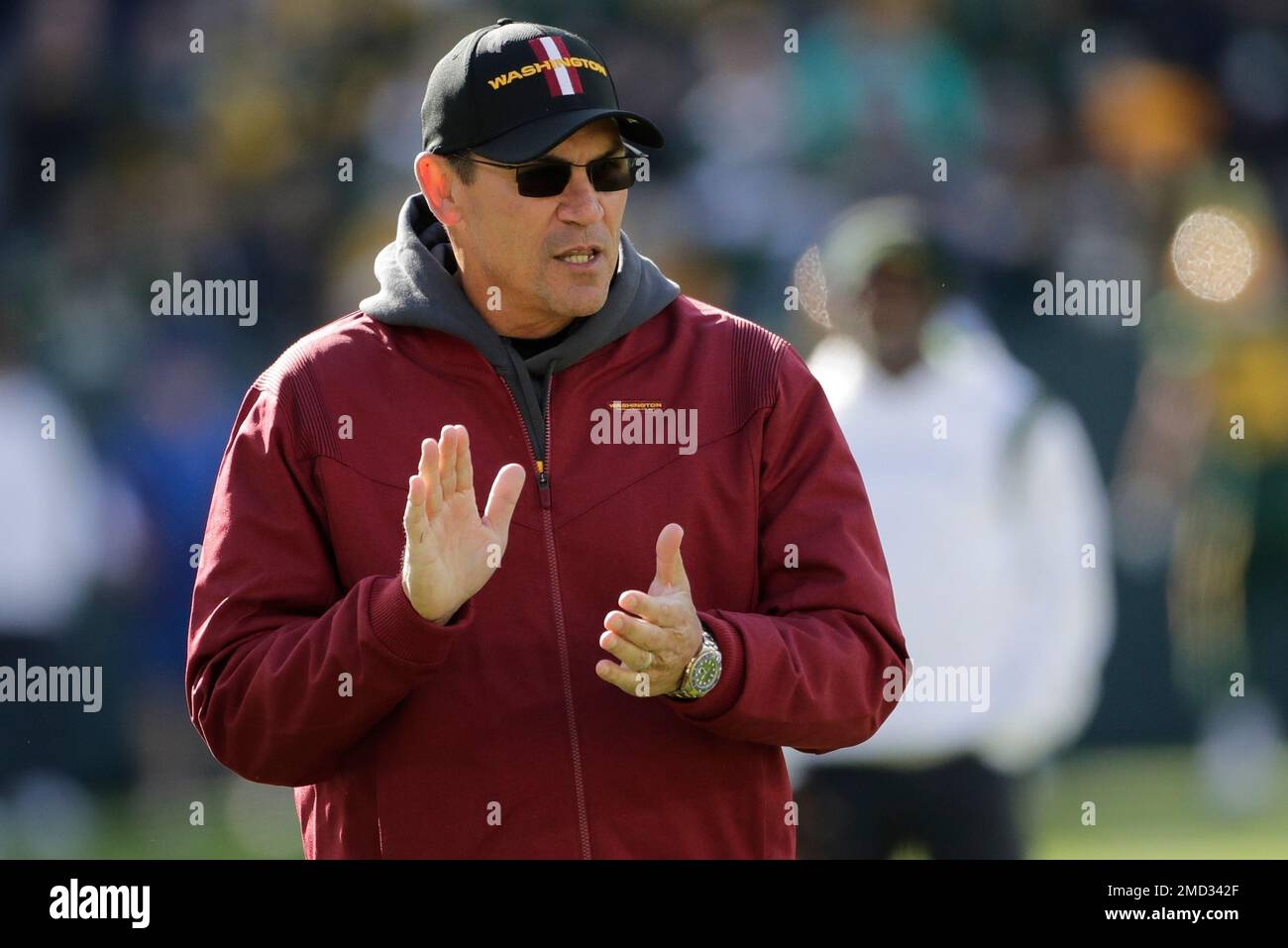 FILE - Washington Football Team head coach Ron Rivera watches his team ...