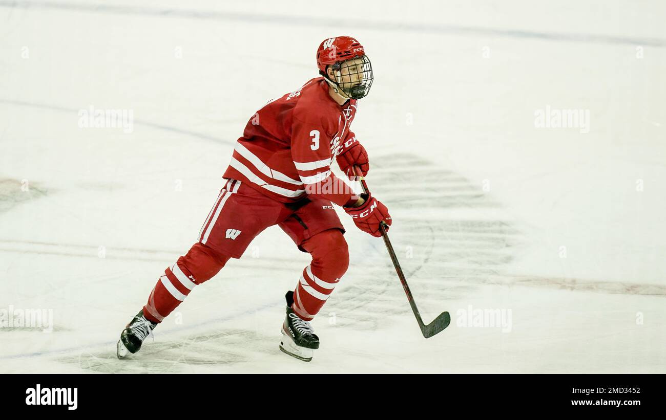 Wisconsin's Sam Stange (3) against Minnesota during the second period ...