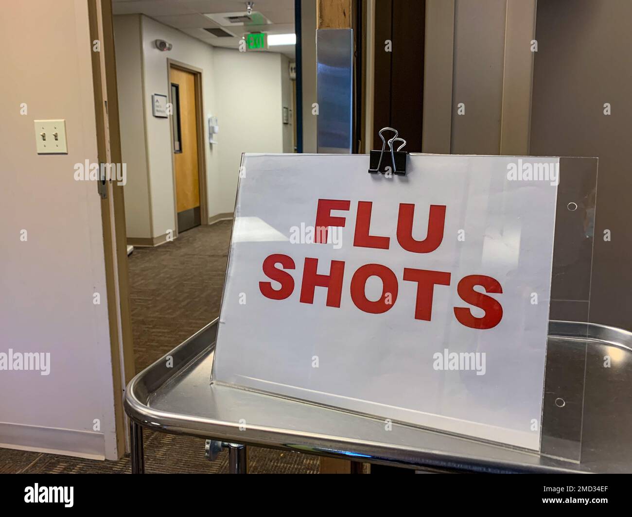 Flu Shots Sign at local hospital Stock Photo - Alamy