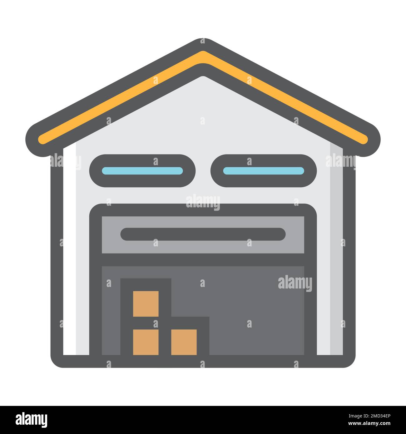 Warehouse filled outline icon, logistic and delivery, storage sign ...