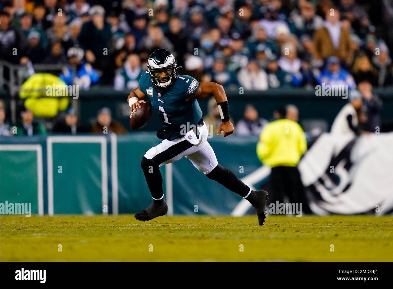 Philadelphia Eagles' Jalen Hurts plays during an NFL football game ...