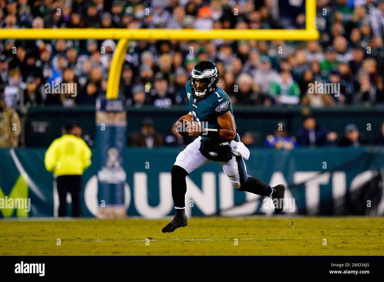 Philadelphia Eagles' Jalen Hurts plays during an NFL football game ...