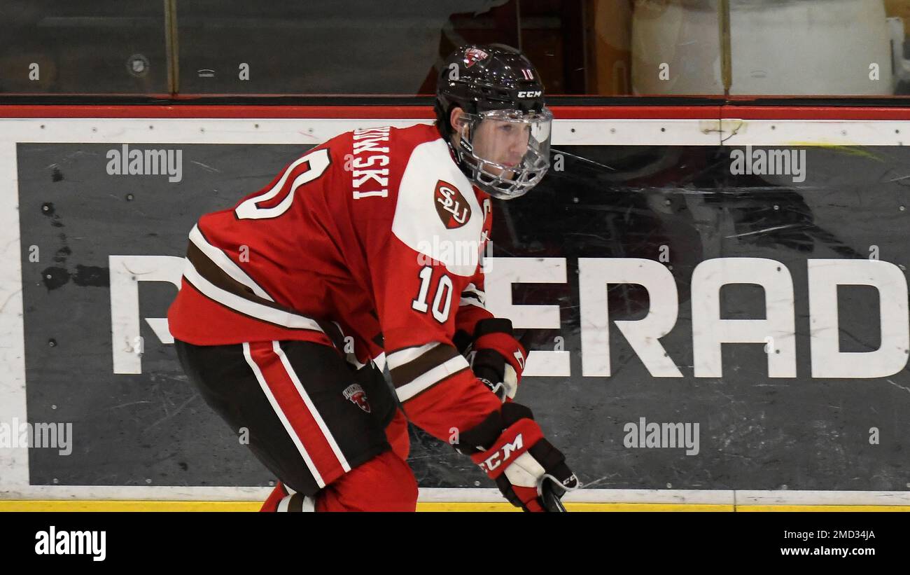 St. Lawrence forward David Jankowski (10) during an NCAA hockey game ...