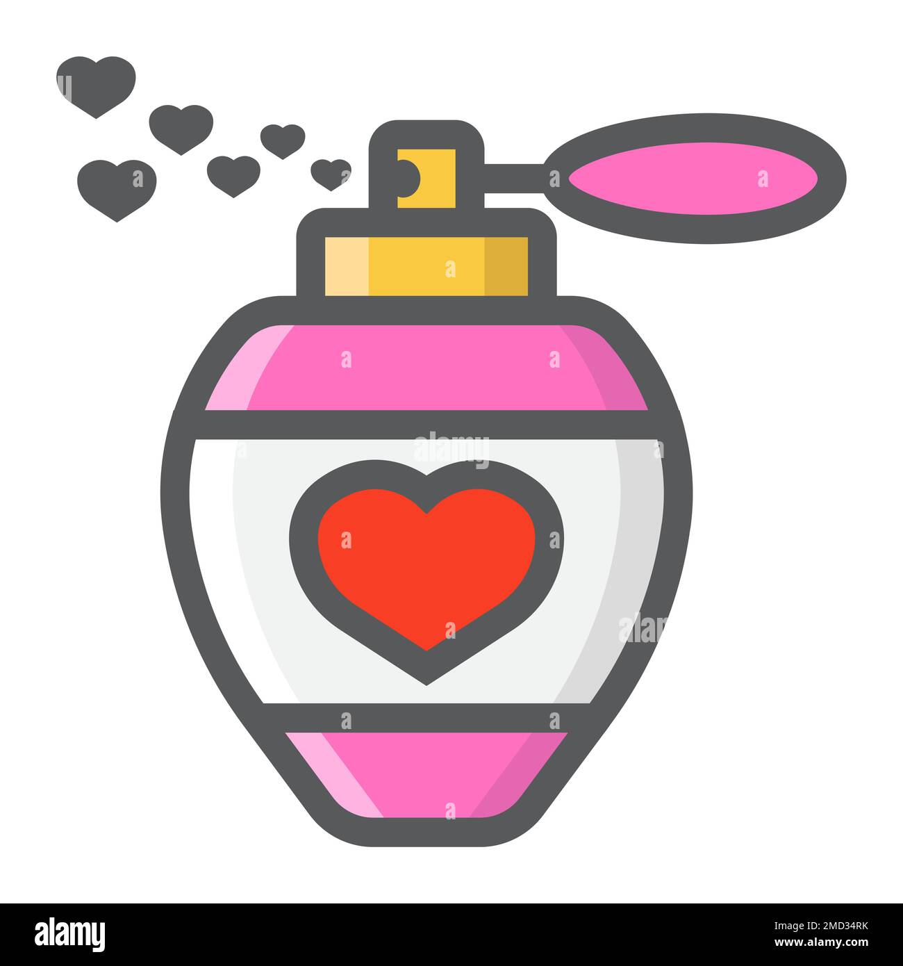 Love perfume with hearts filled outline icon, valentines day and ...