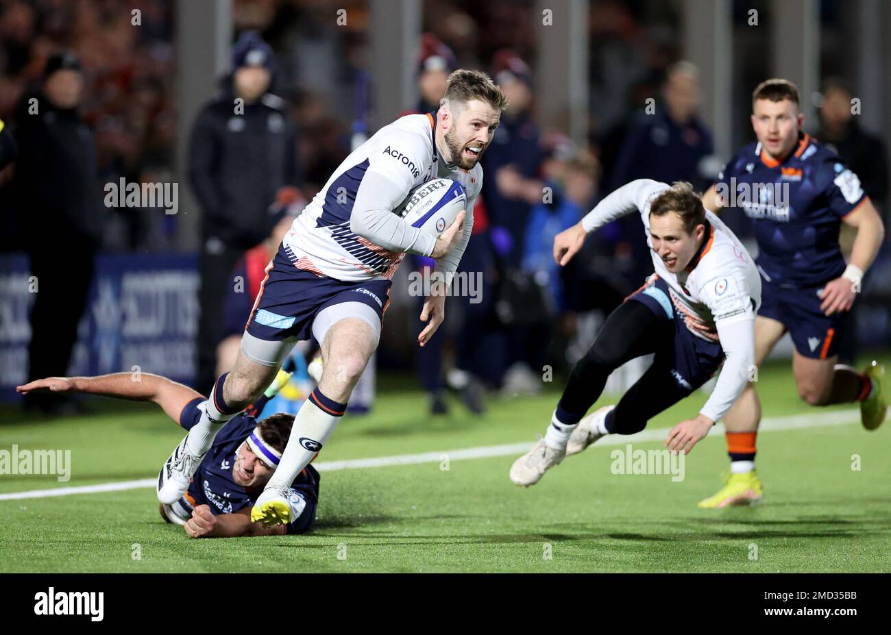Saracens’ Elliot Daly breaks through during the Heineken Champions Cup ...