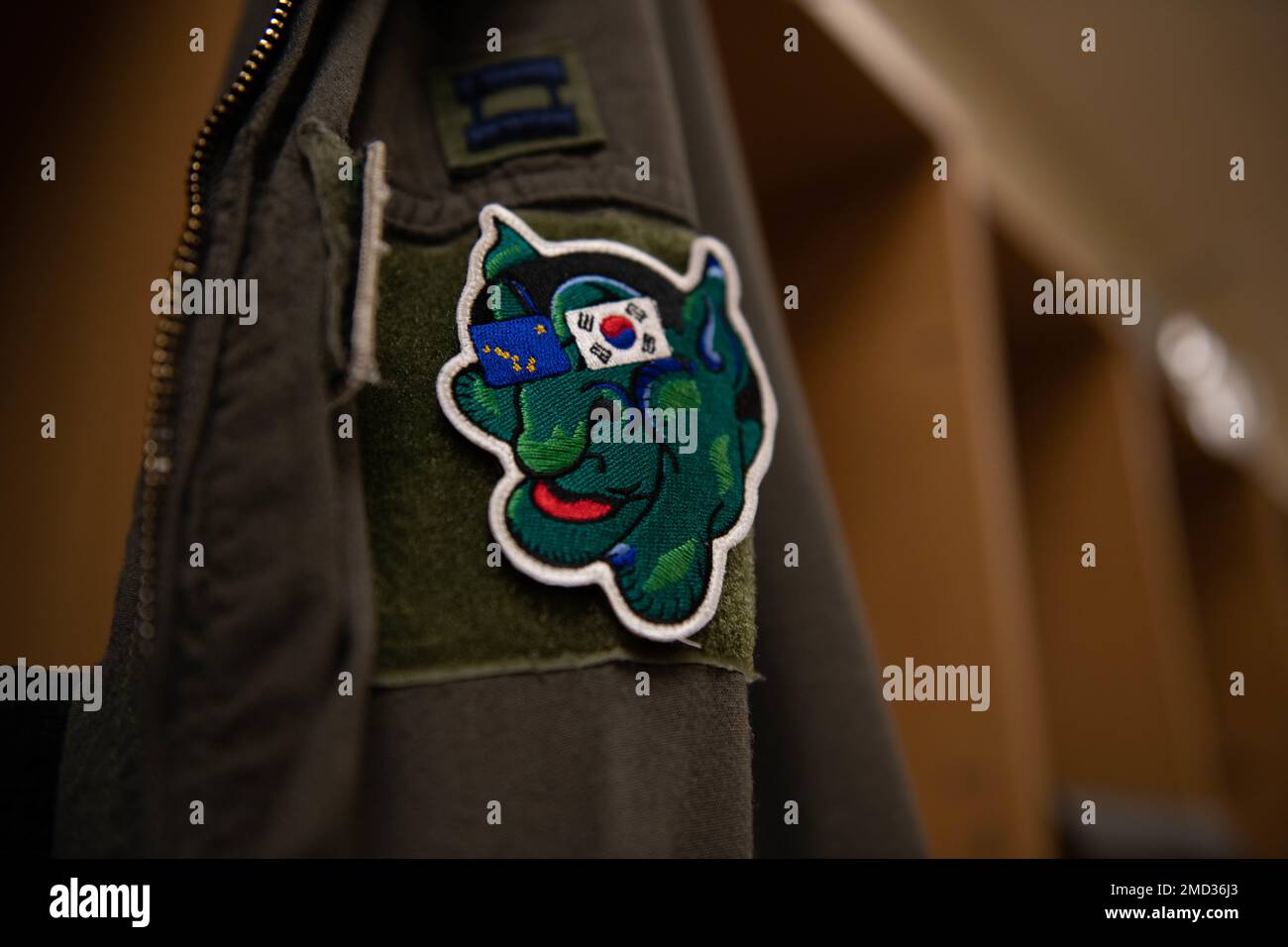 A pilot from the 356th Expeditionary Fighter Squadron wears the unit’s ...