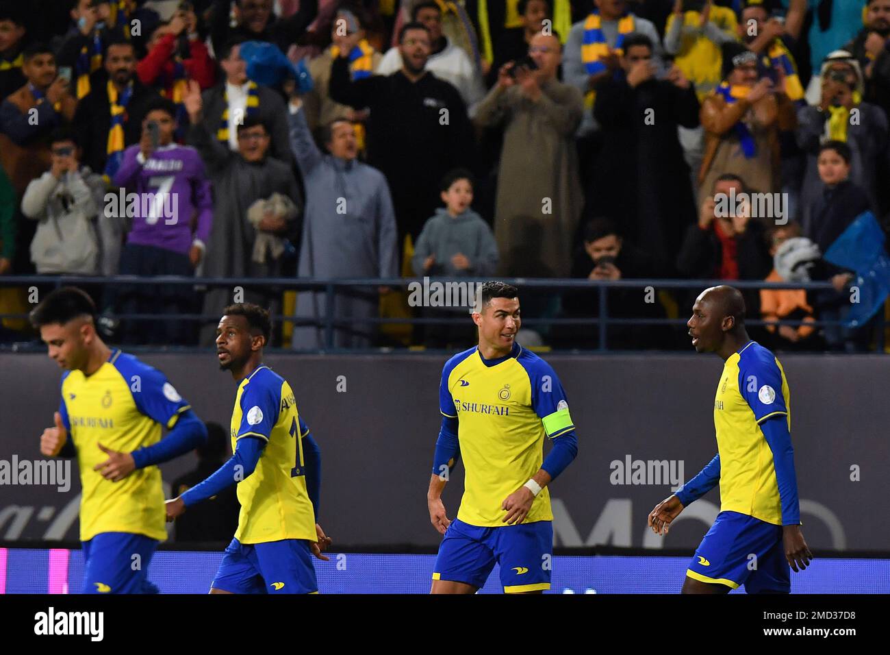 Al Nassr's Cristiano Ronaldo, second right, celebrates with teammates ...