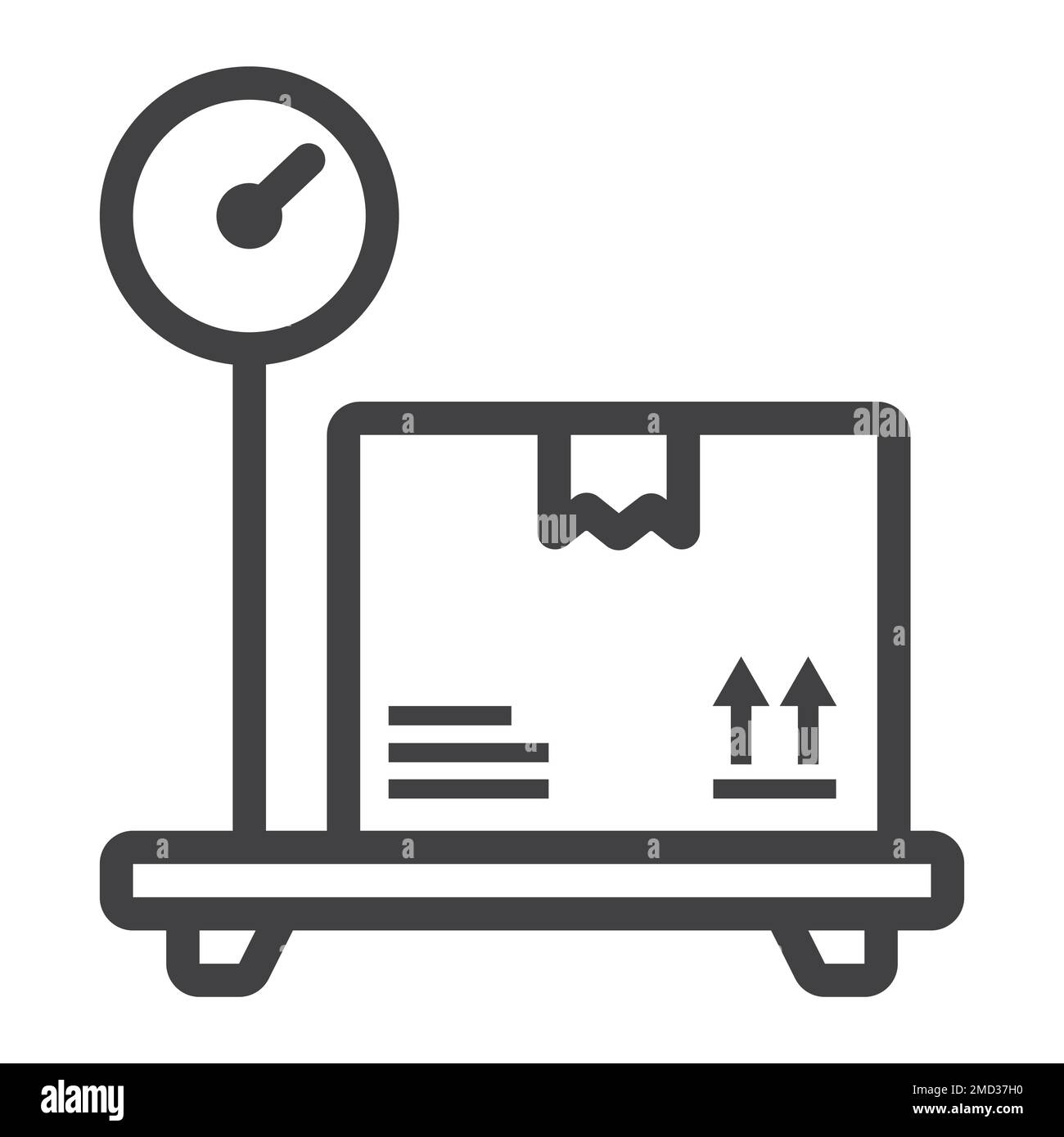 Box on storage scale line icon, logistic and delivery, platform scale ...