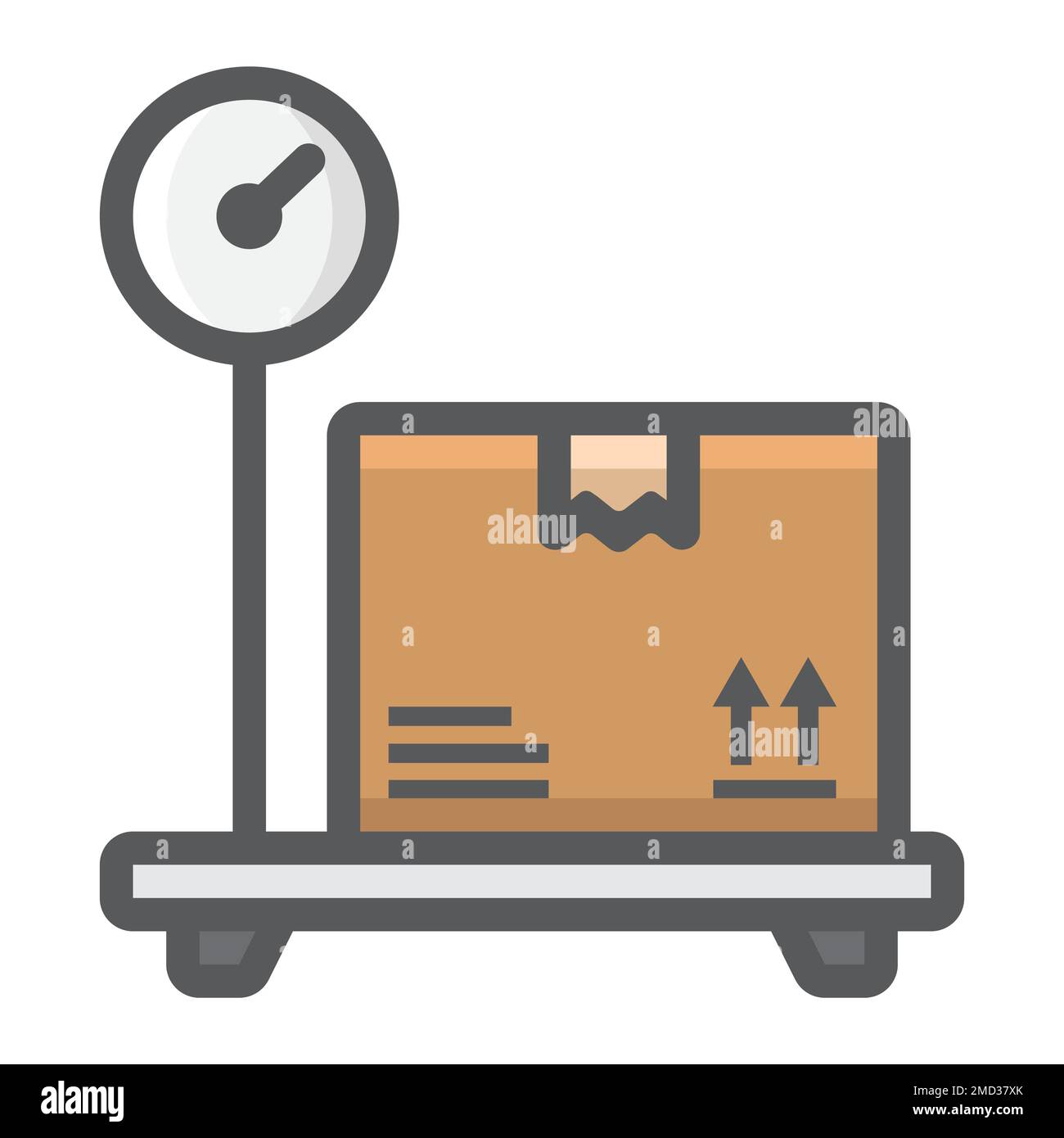Box on storage scale filled outline icon, logistic and delivery ...