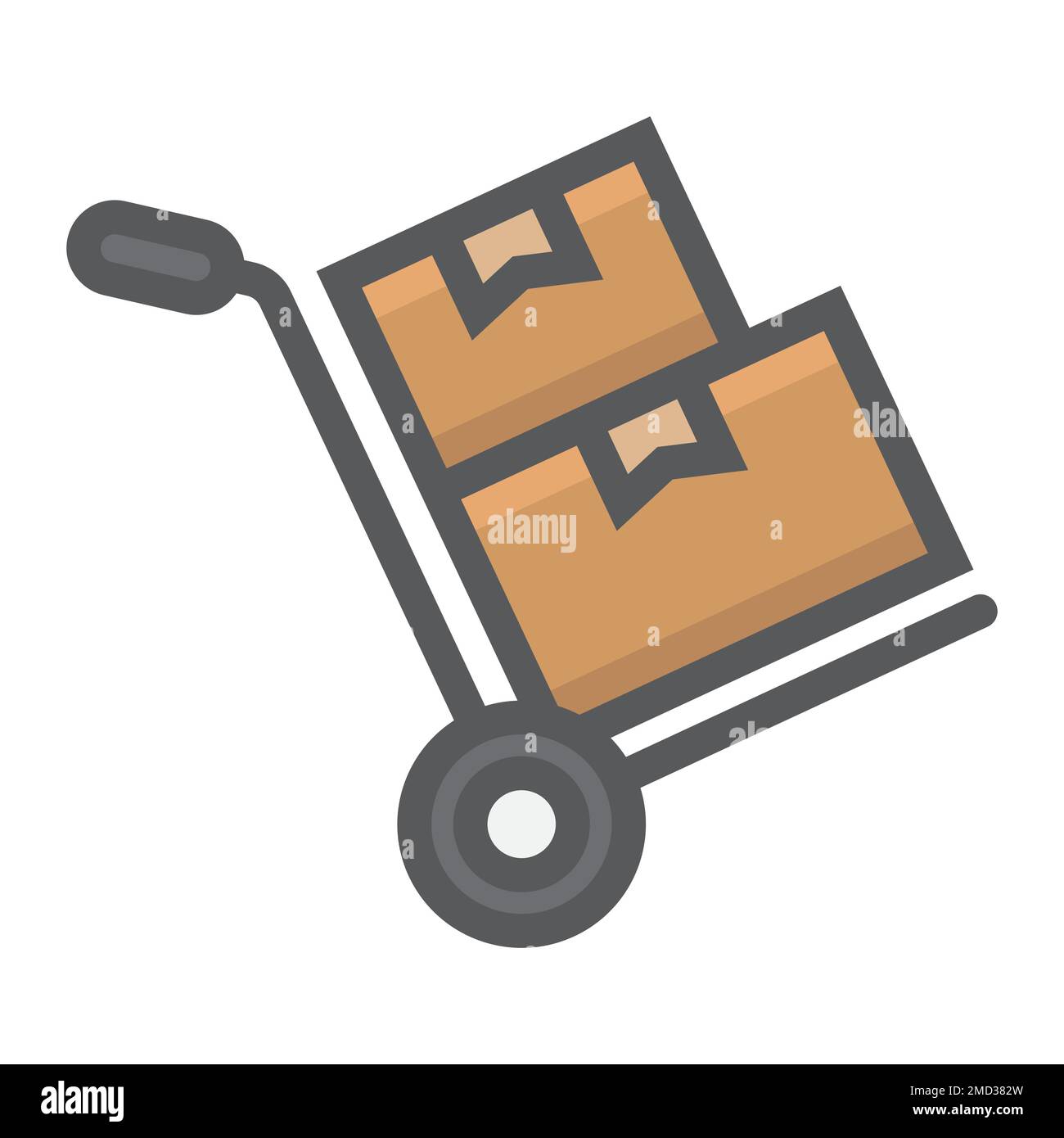 Hand truck with cardboard boxes filled outline icon, logistic and ...
