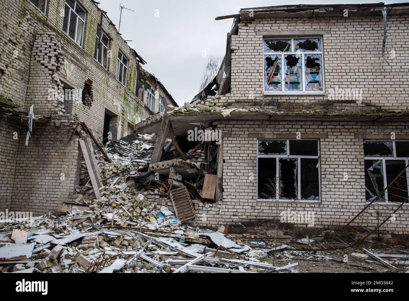 Lyman, Ukraine. 15th Jan, 2023. School bombed during the Russian ...
