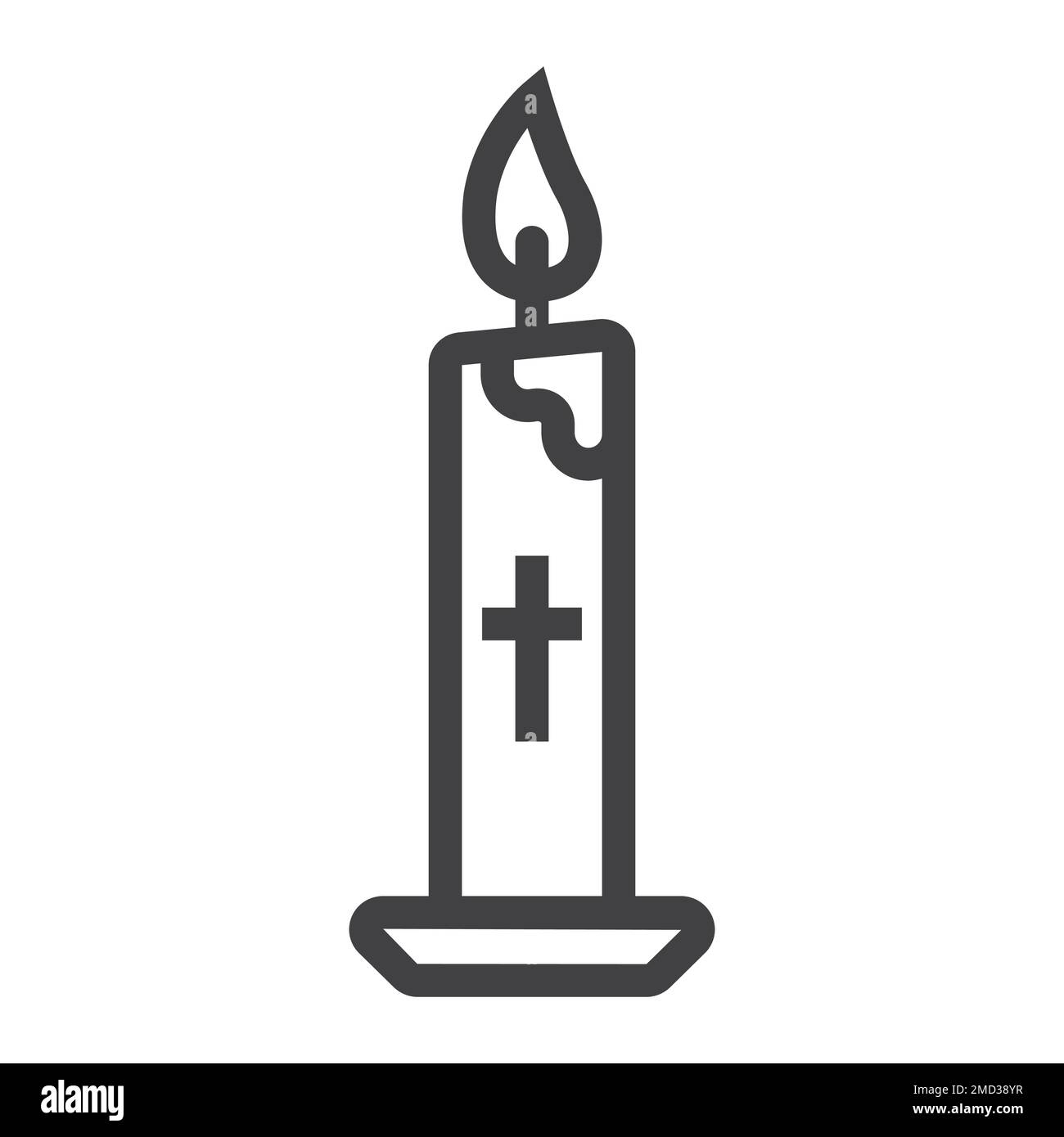 Easter candle line icon, easter and holiday, flame sign vector graphics ...