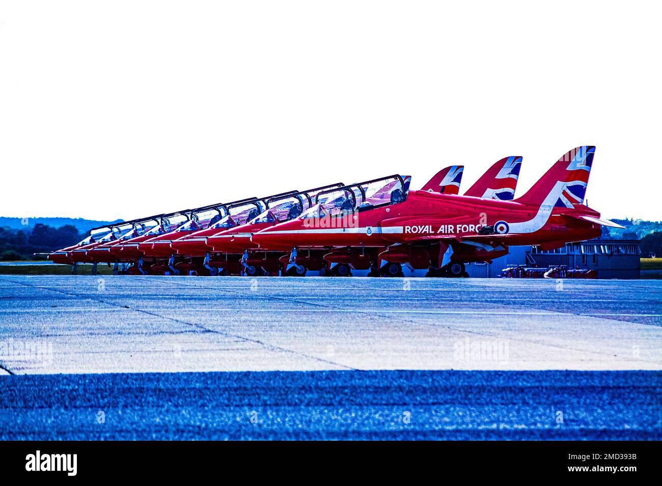 A row of red Royal British Air Force planes at an exhibit Stock Photo ...