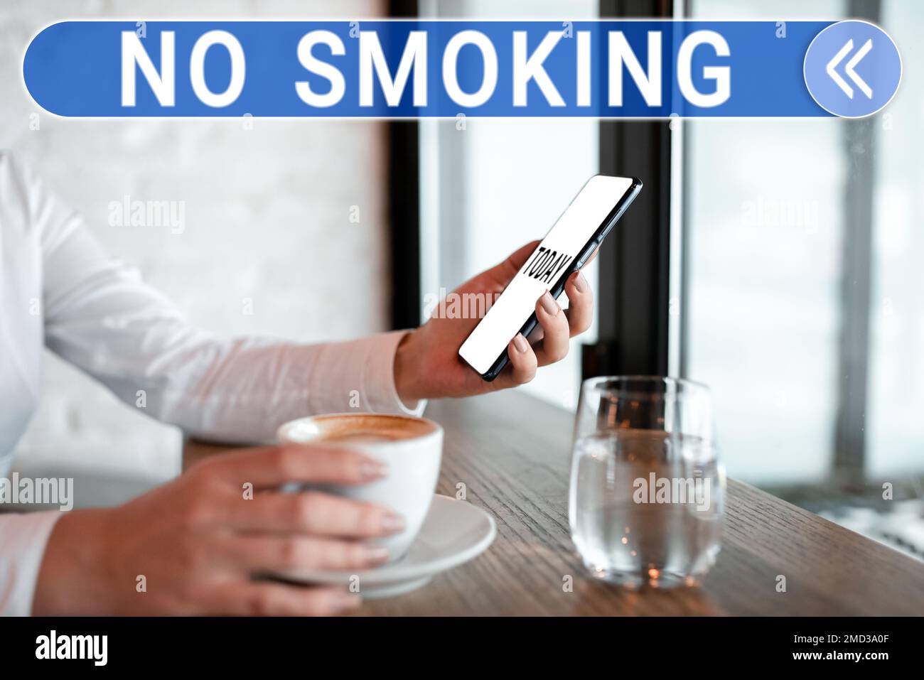 Hand writing sign No Smoking. Concept meaning using tobacco is forbiden ...