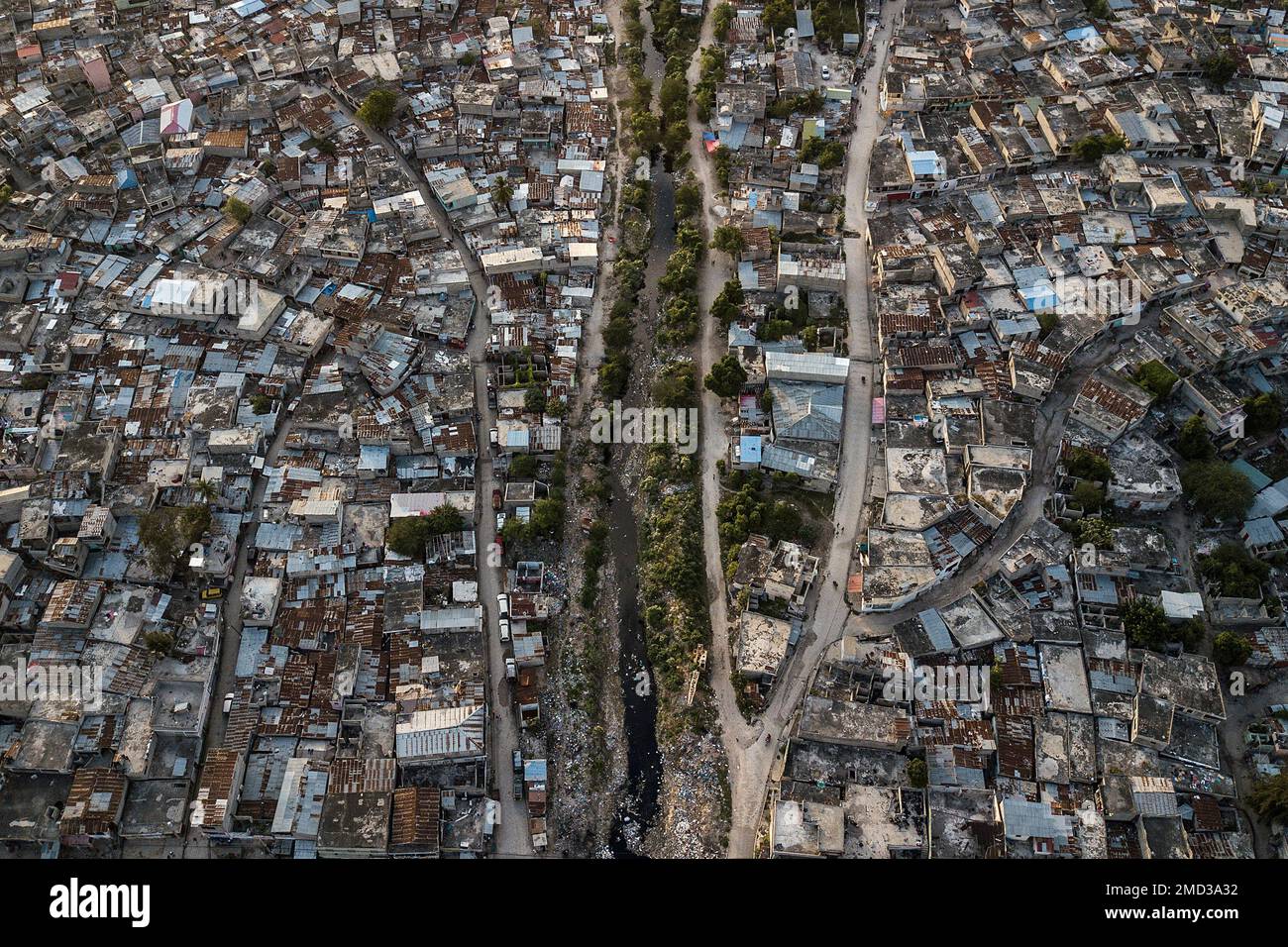 A river delimiting territorial gang control of Martissant and Village ...