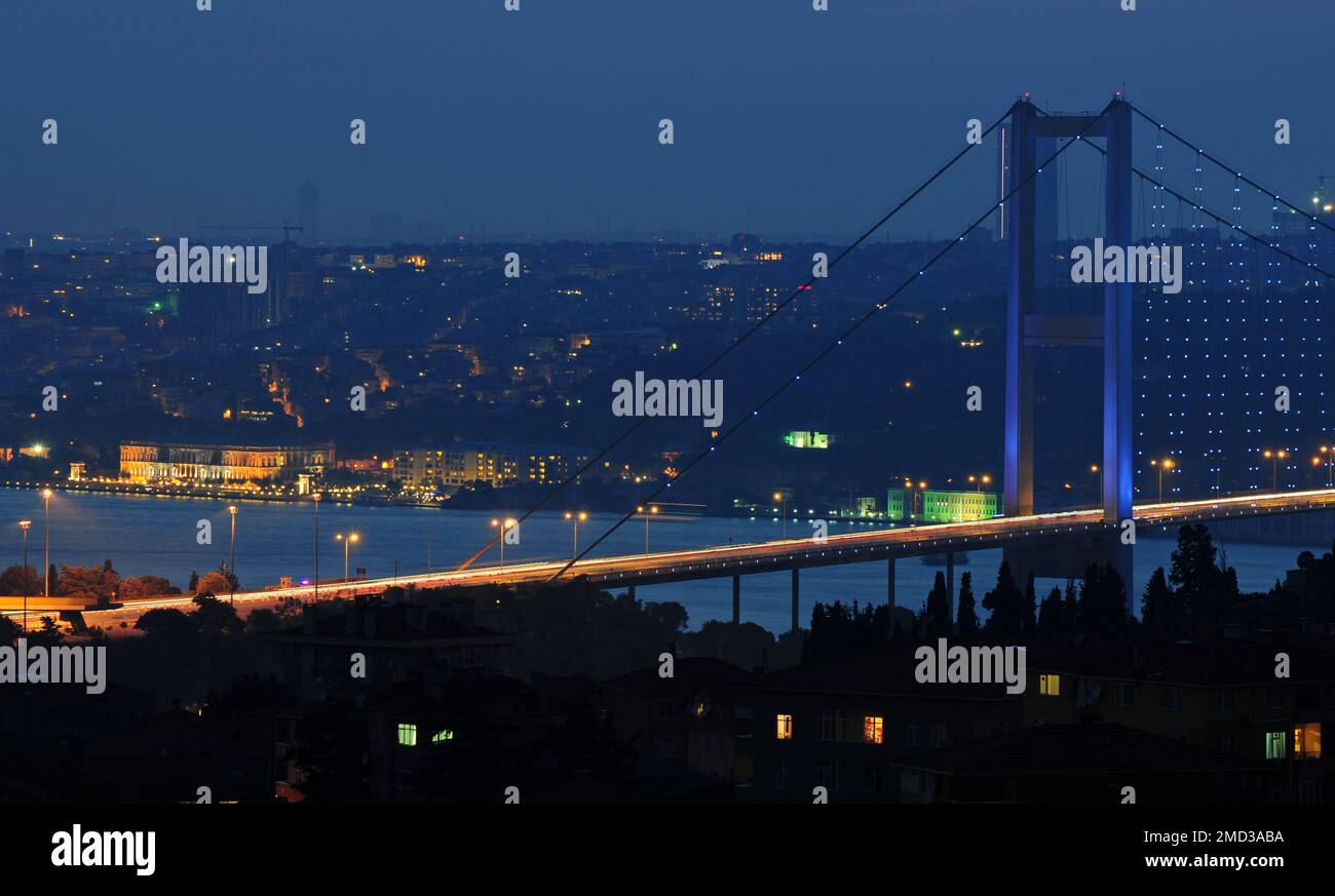 Bosphorus Bridge and night view in Istanbul, Turkey Stock Photo - Alamy