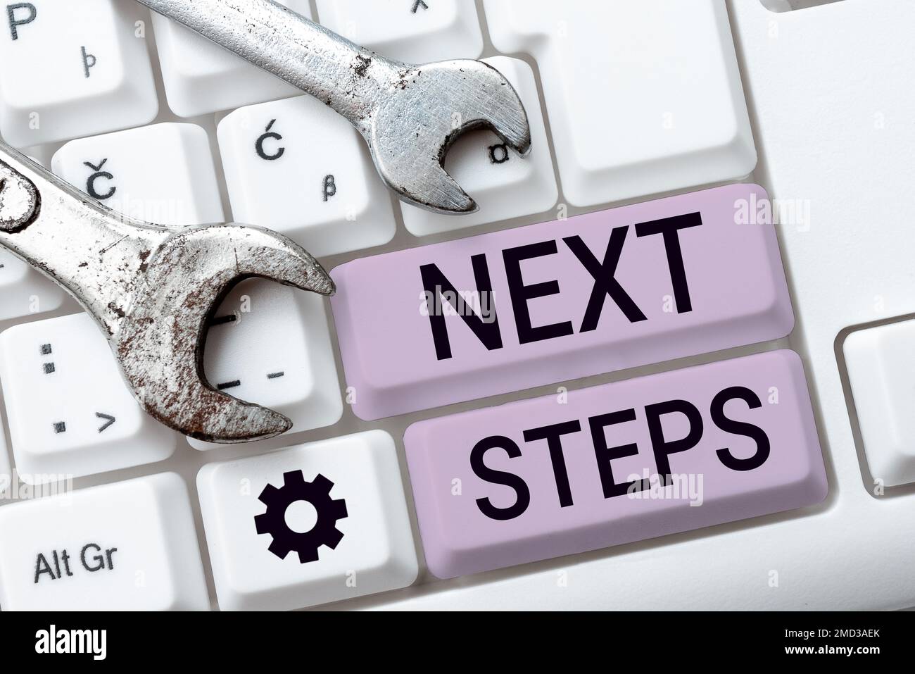 Hand writing sign Next Steps. Word for numper of process going to be ...