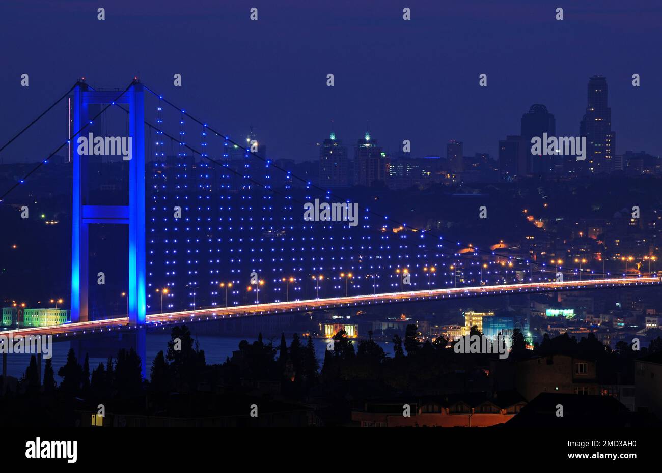 Bosphorus Bridge and night view in Istanbul, Turkey Stock Photo - Alamy