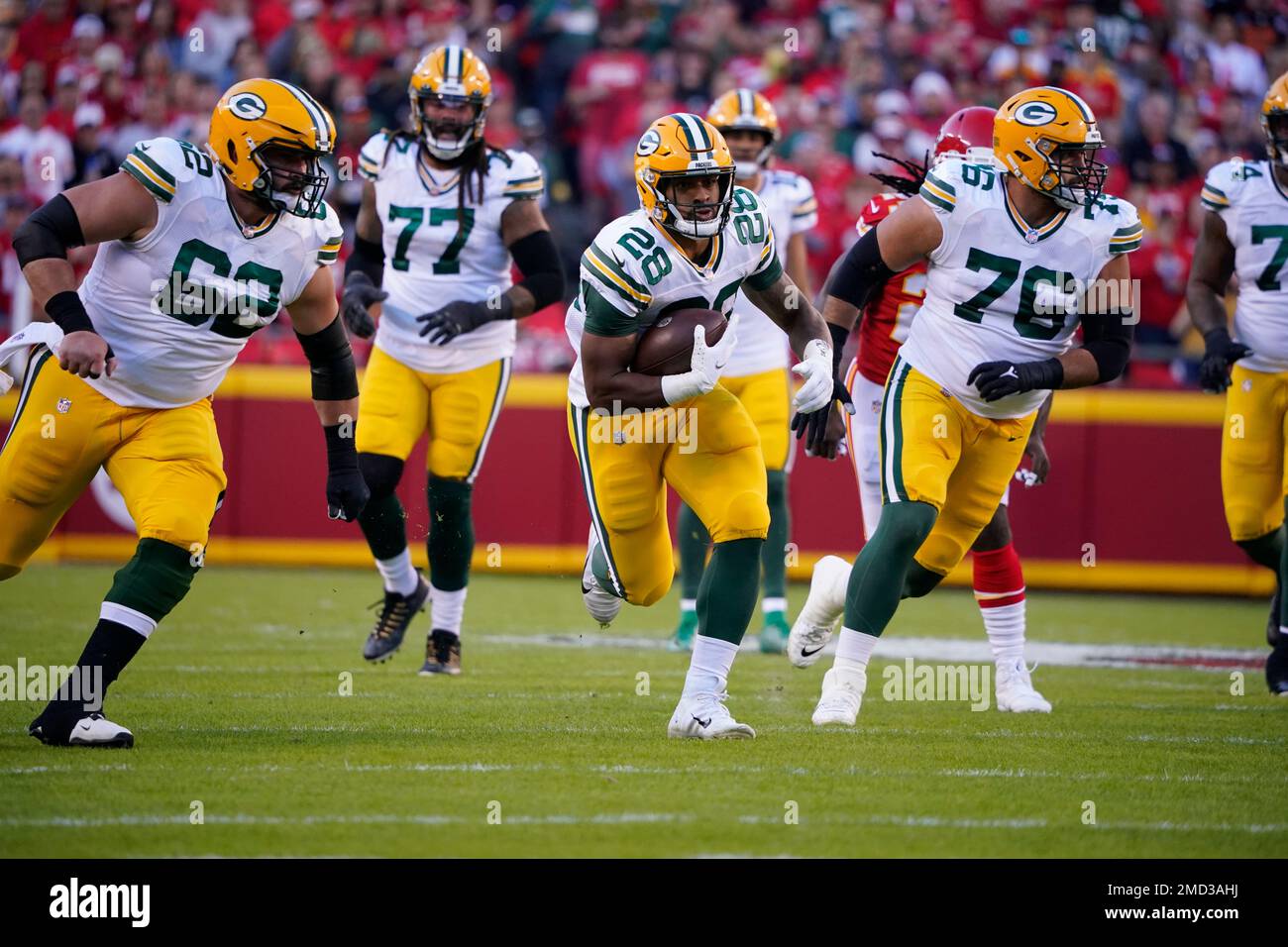 Green Bay Packers running back AJ Dillon runs with the ball during the ... Green Bay Packers running back AJ Dillon runs with the ball during the ...