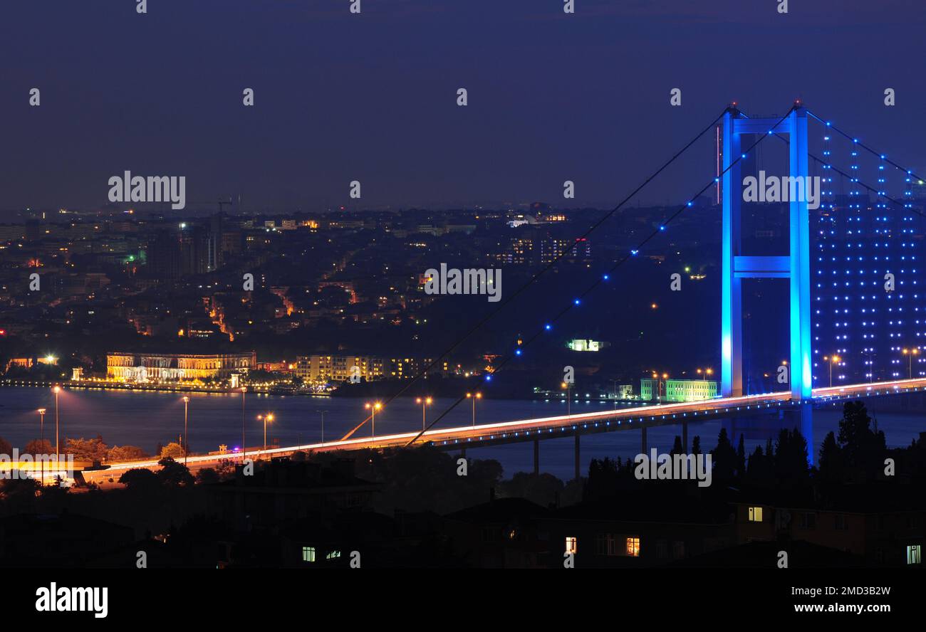 Bosphorus Bridge and night view in Istanbul, Turkey Stock Photo - Alamy