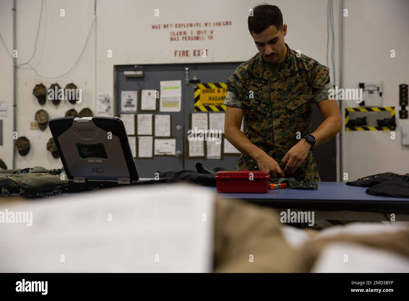U.S. Marine Corps flight equipment technician with Marine Aviation ...