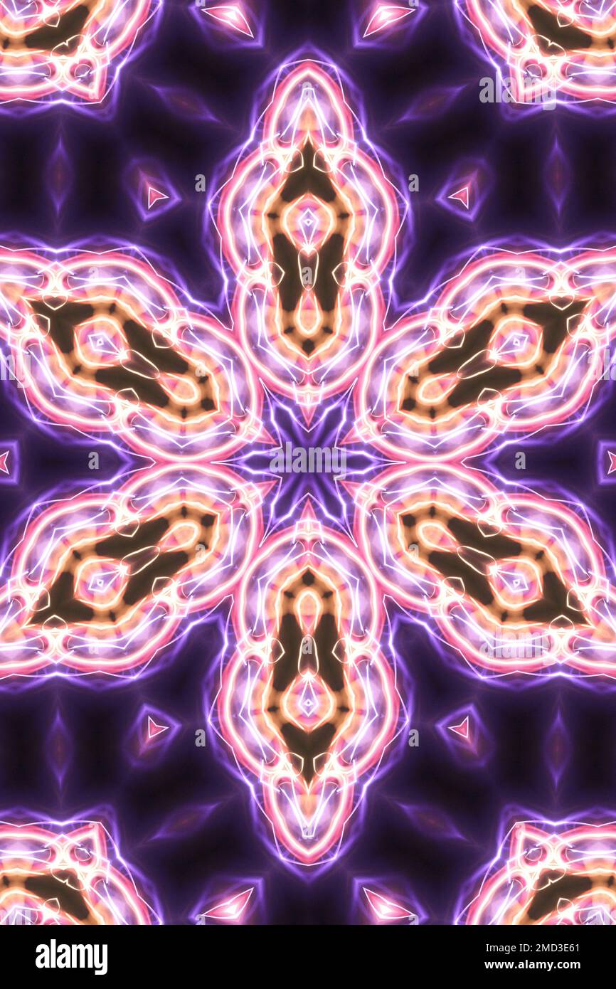 Magic mystic fantasy fractal. Esoteric neon glowing geometric mandala ...