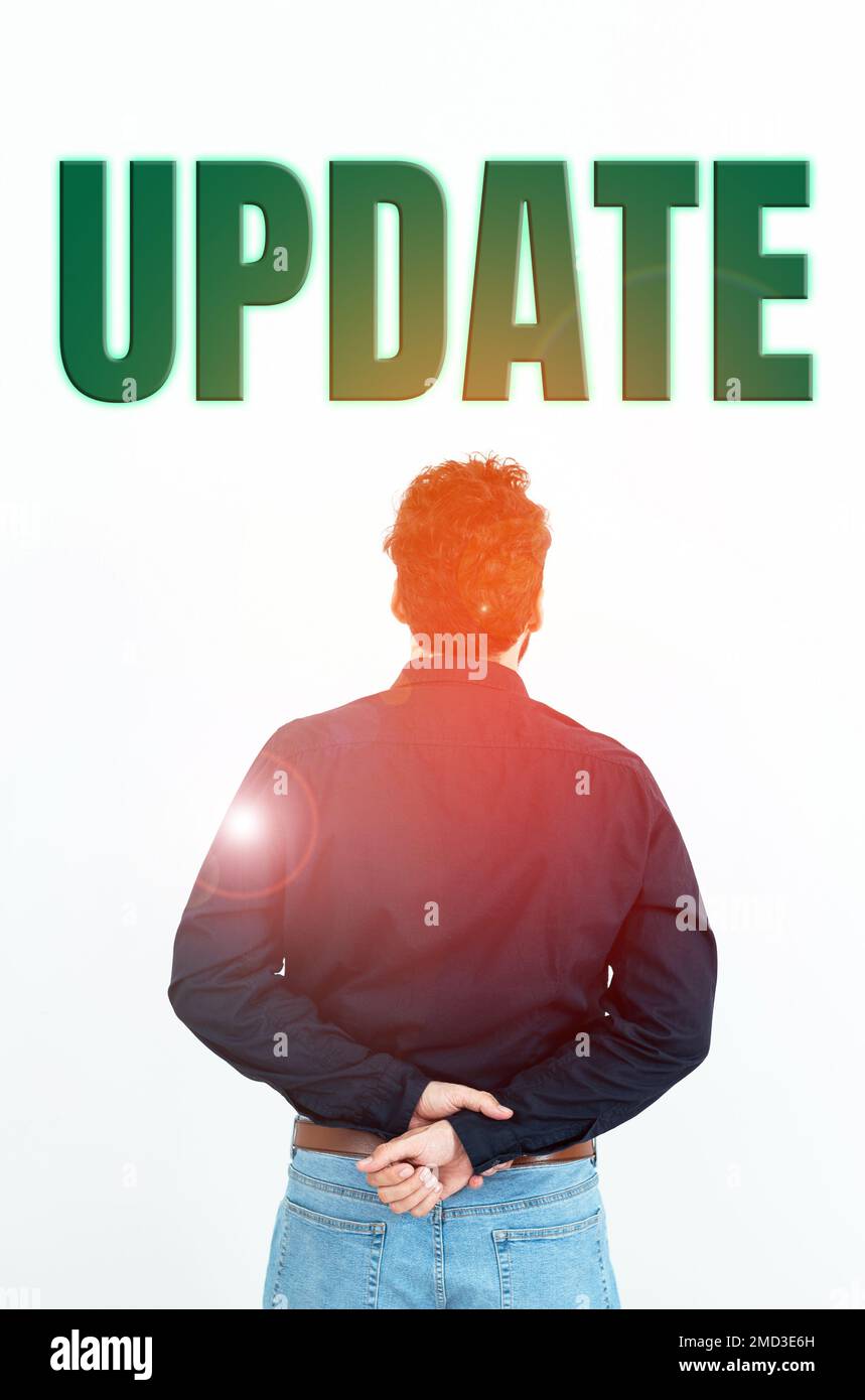 Hand writing sign Update, Business approach Up to date Make something ...