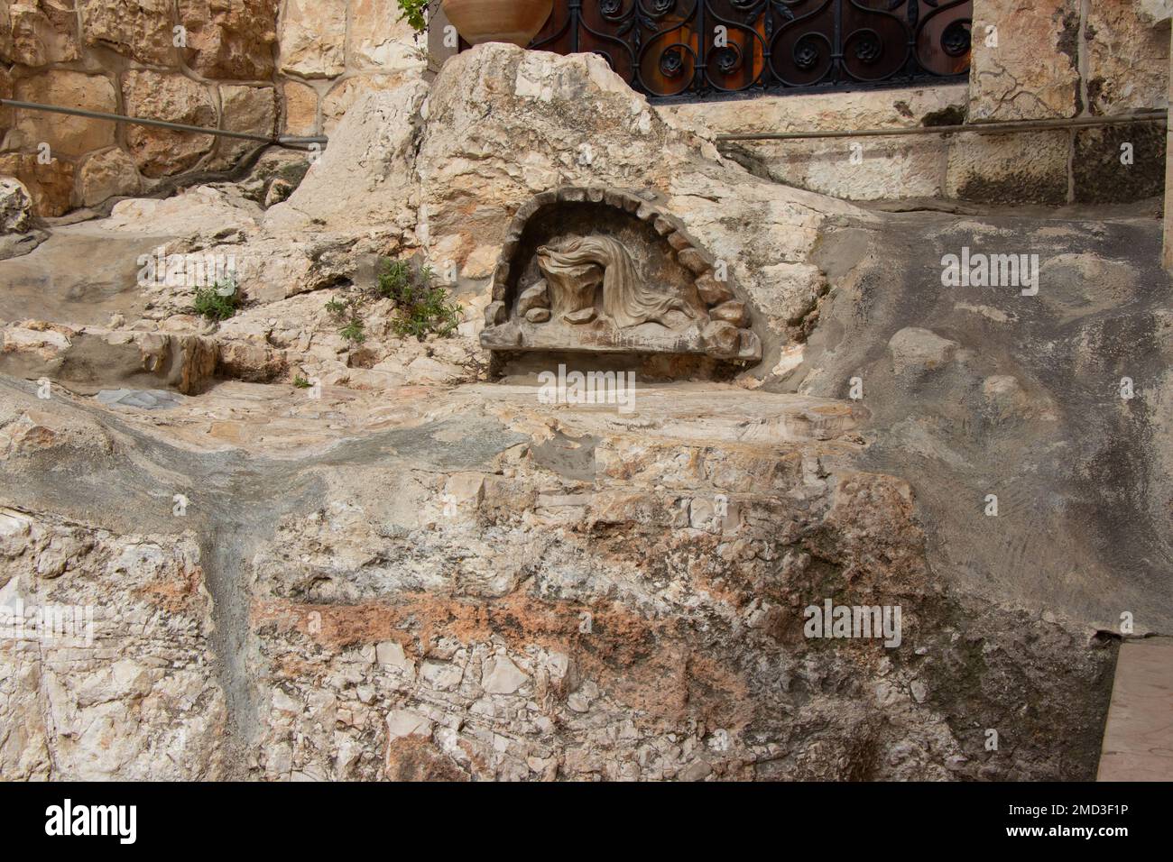 Place of Jesus prayer and vigil in Gethsemane garden. Holy Garden on ...