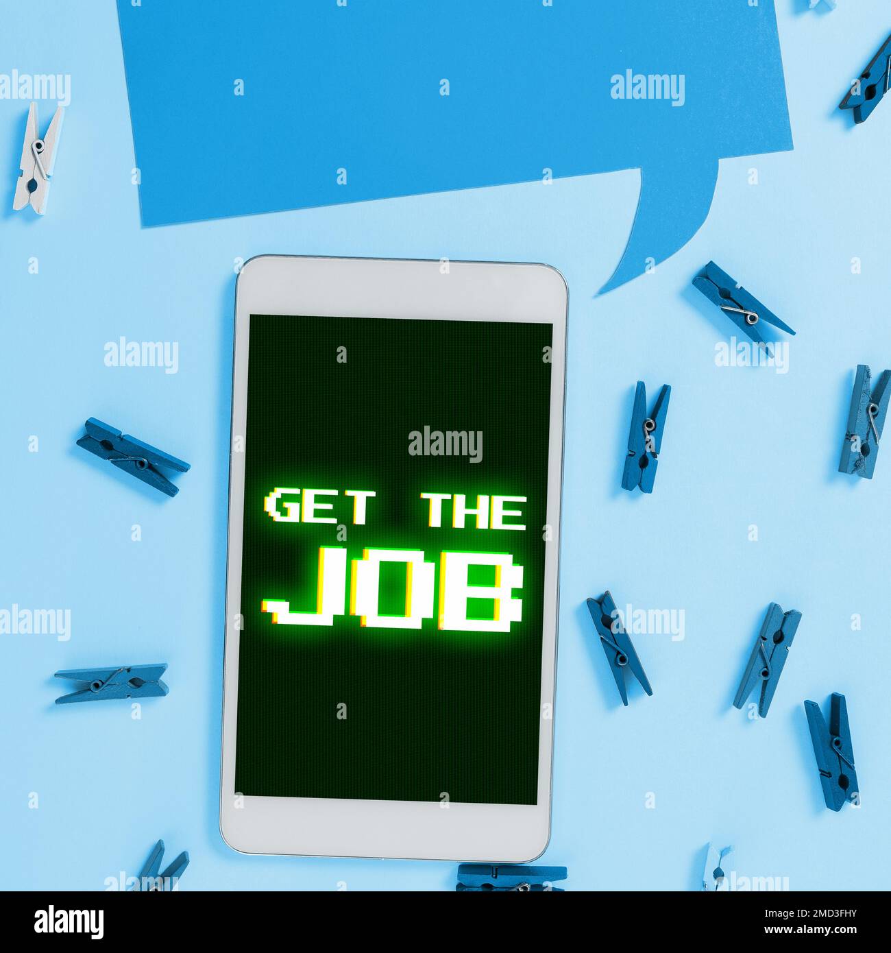 Text caption presenting Get The Job. Business overview Obtain position ...