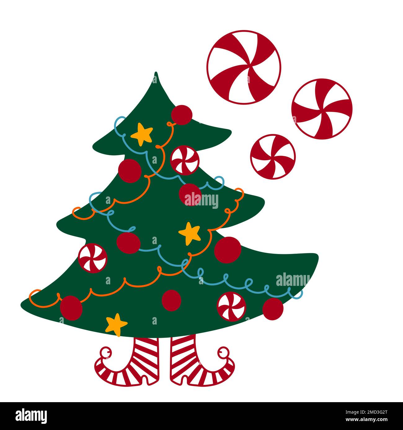 Christmas tree on white background for print and kids Stock Photo - Alamy