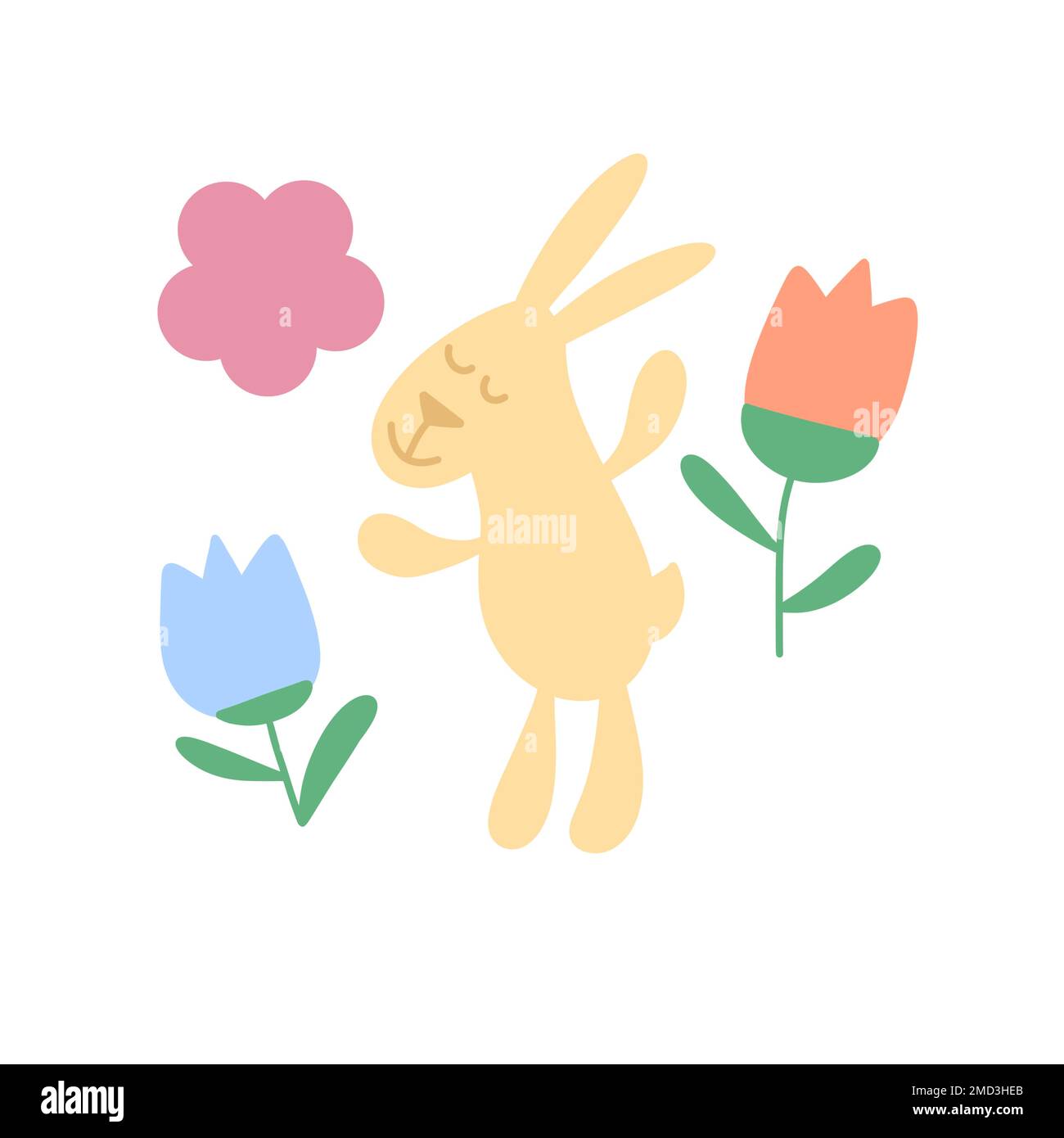 Cartoon animals set rabbit bunnies for wrapping paper and fabrics and ...