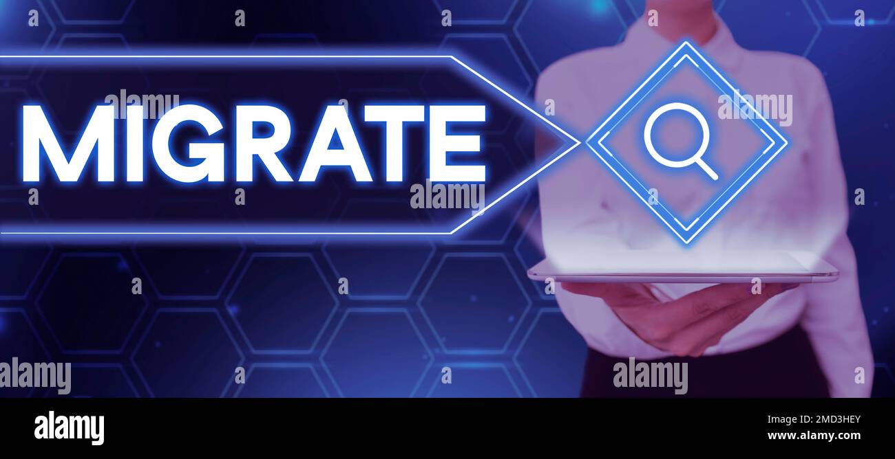 Sign displaying Migrate. Business approach to move or travel from one ...