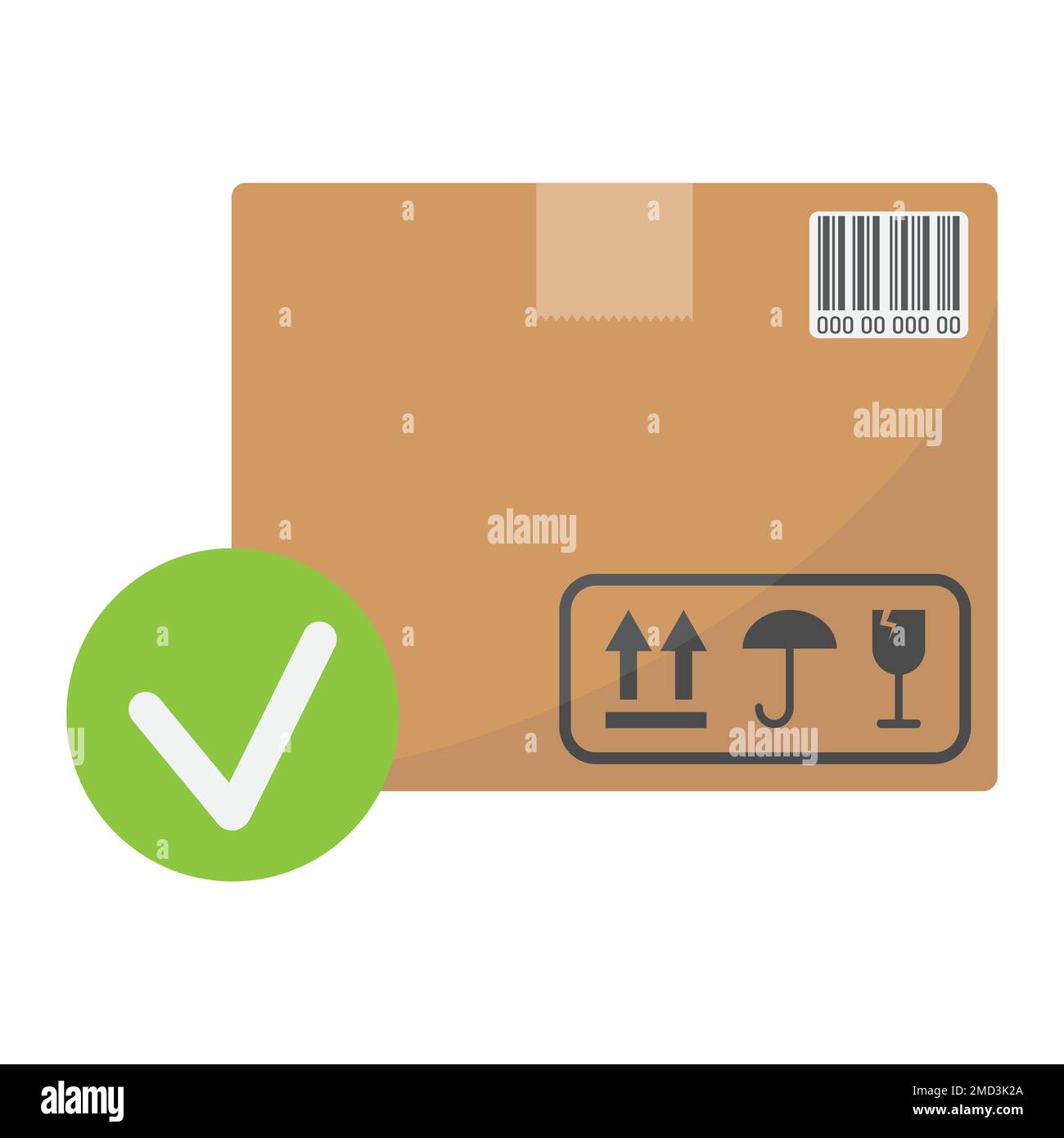 Carton box with check mark flat icon, logistic and delivery, order ...