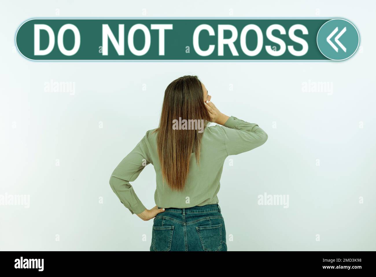 Text sign showing Do Not Cross. Business idea Crossing is forbidden ...